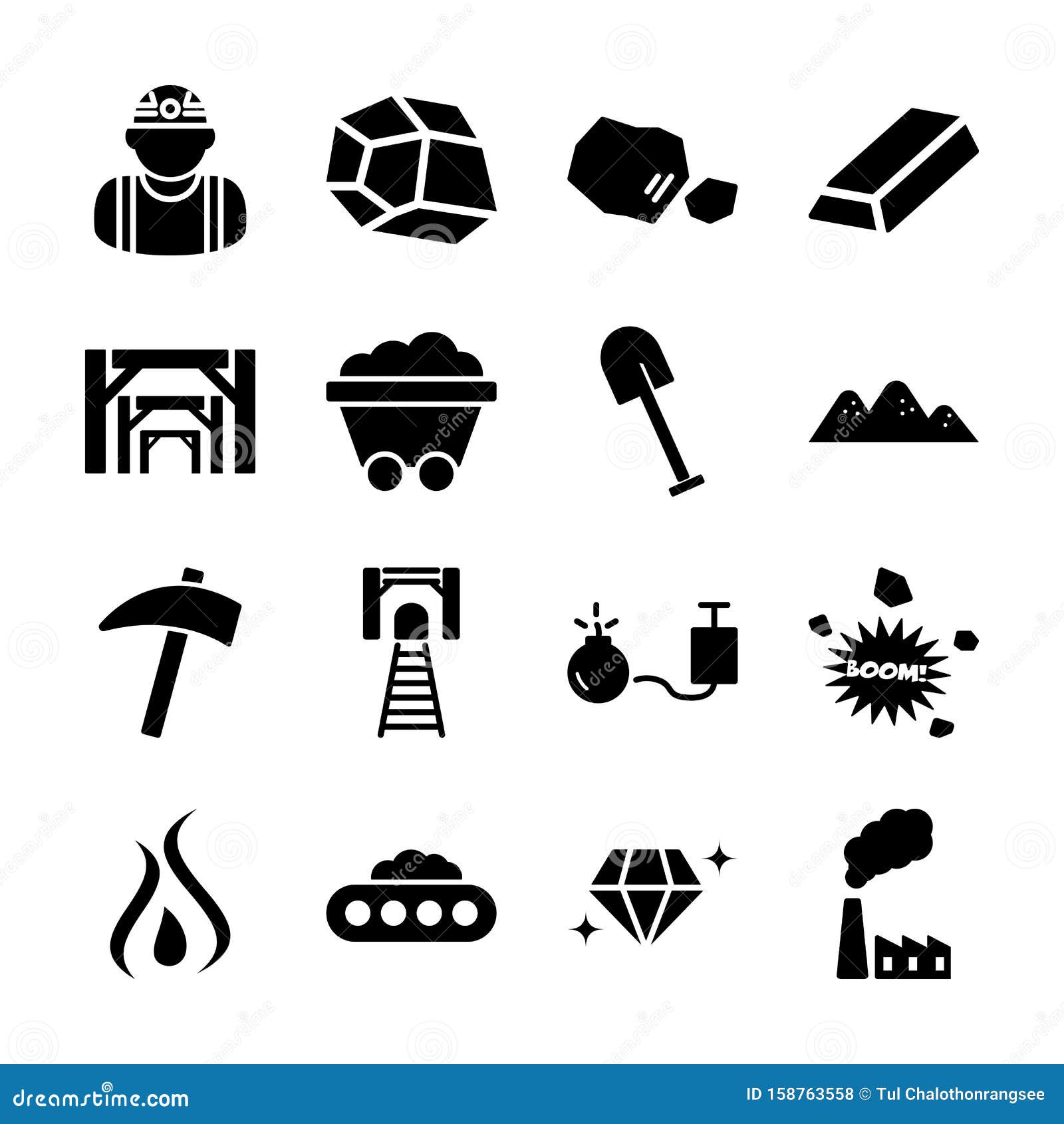Mining solid icons stock vector. Illustration of mining - 158763558