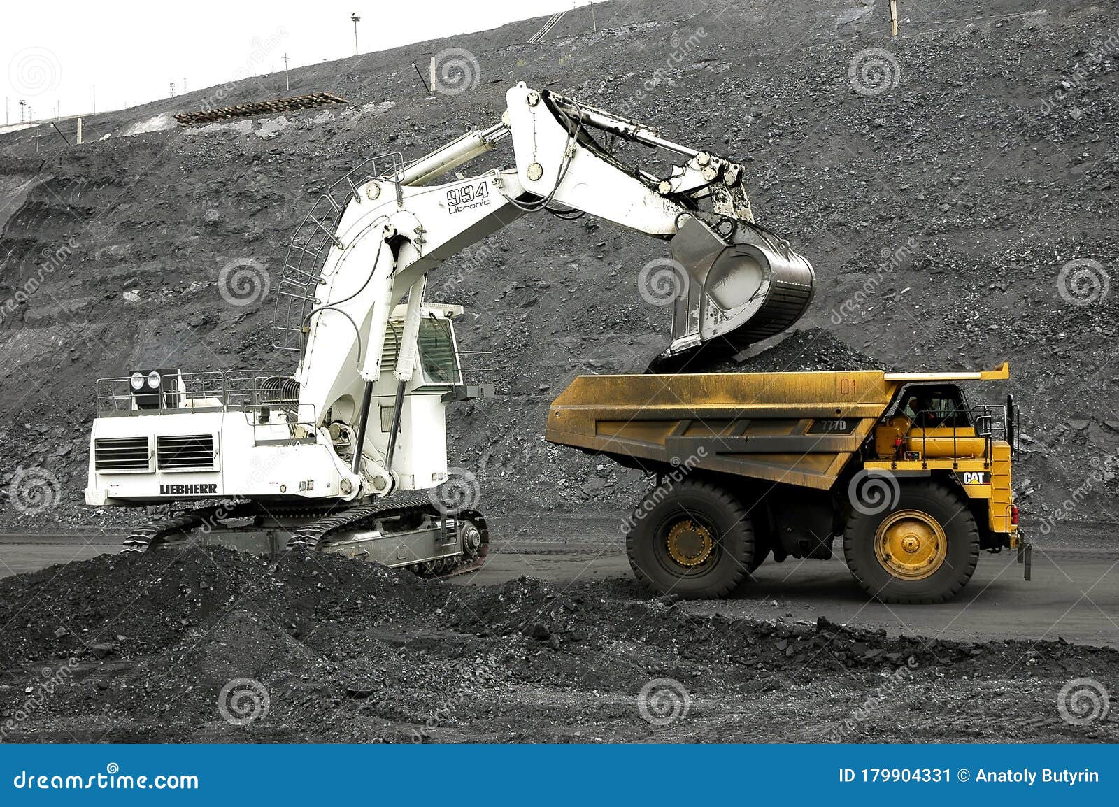 Mining, Excavator for Coal Mining. Stock Image - Image of load ...