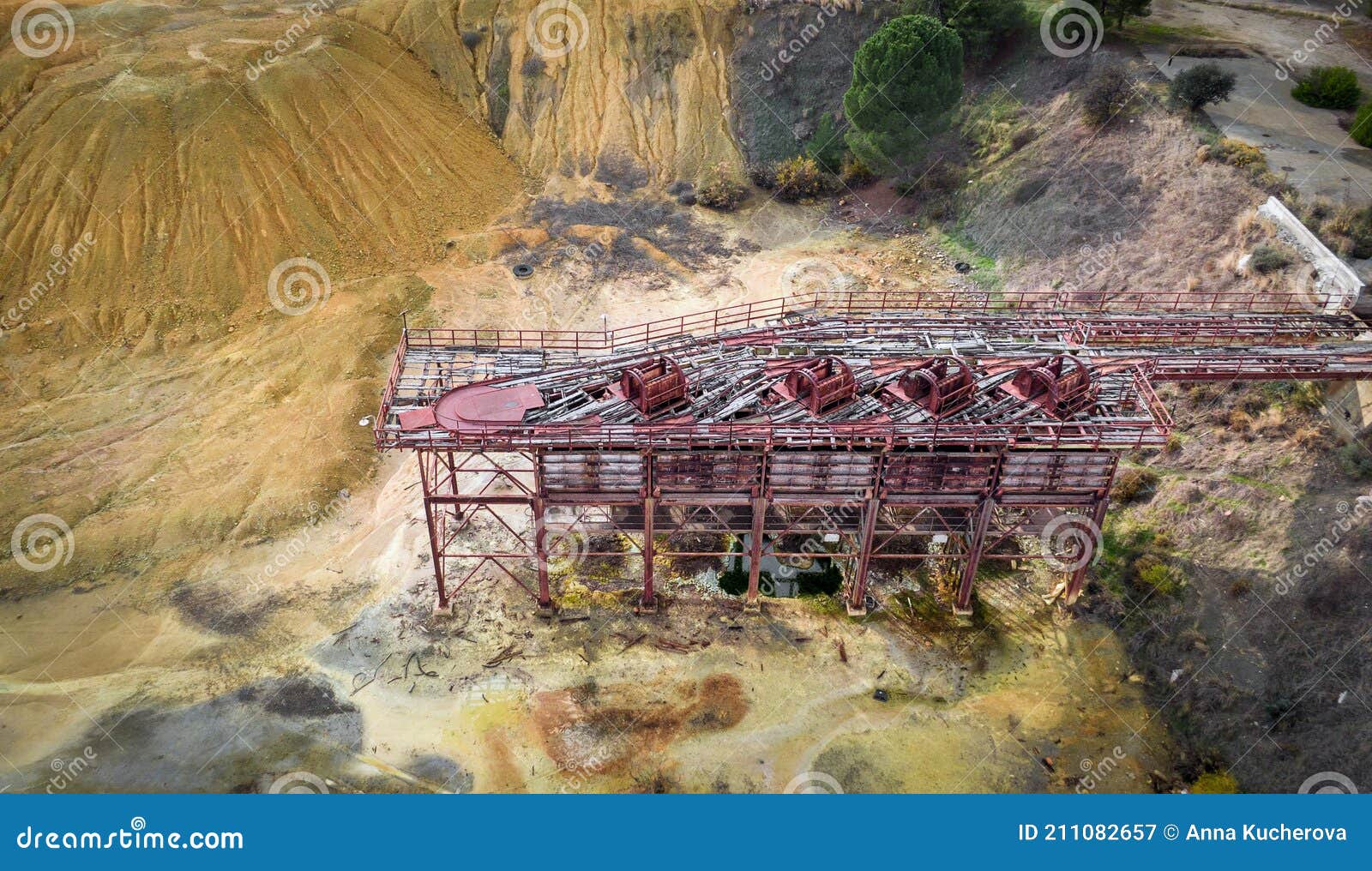 Mining Tailings and Old Rusty Machinery, View from Above Stock Image ...