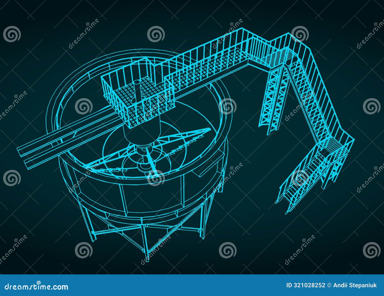 Mining Thickener Tank Isometric Blueprint Stock Vector - Illustration ...