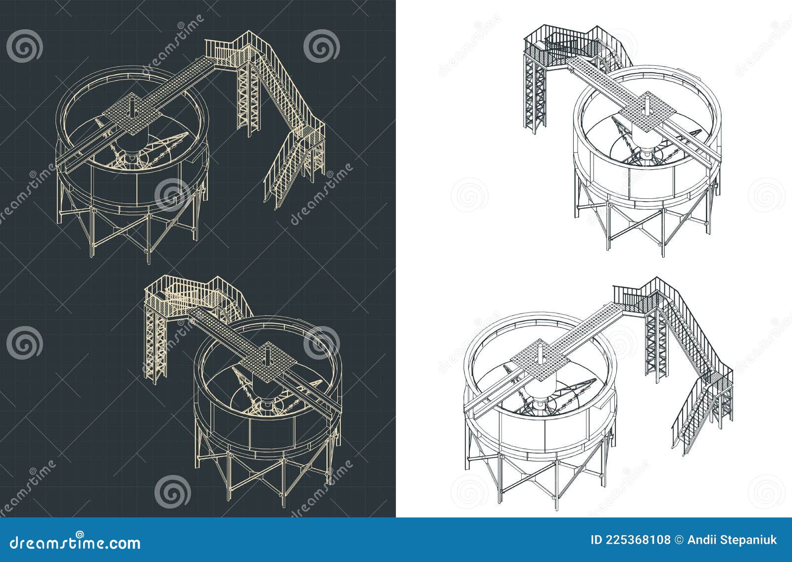 Mining Thickener Tank Isometric Blueprints Stock Vector - Illustration ...
