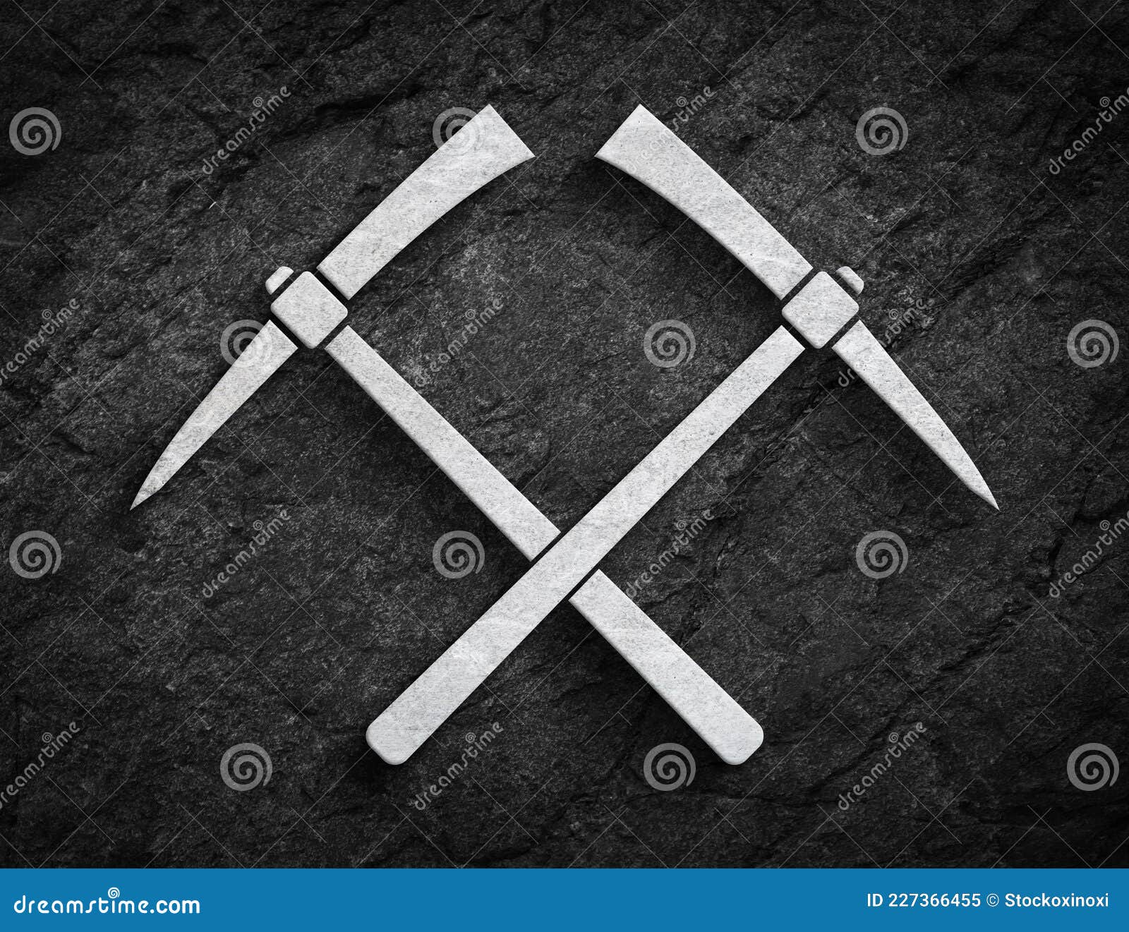 Mining Tool Pickaxe Symbol Stone Wall Background Stock Illustration ...