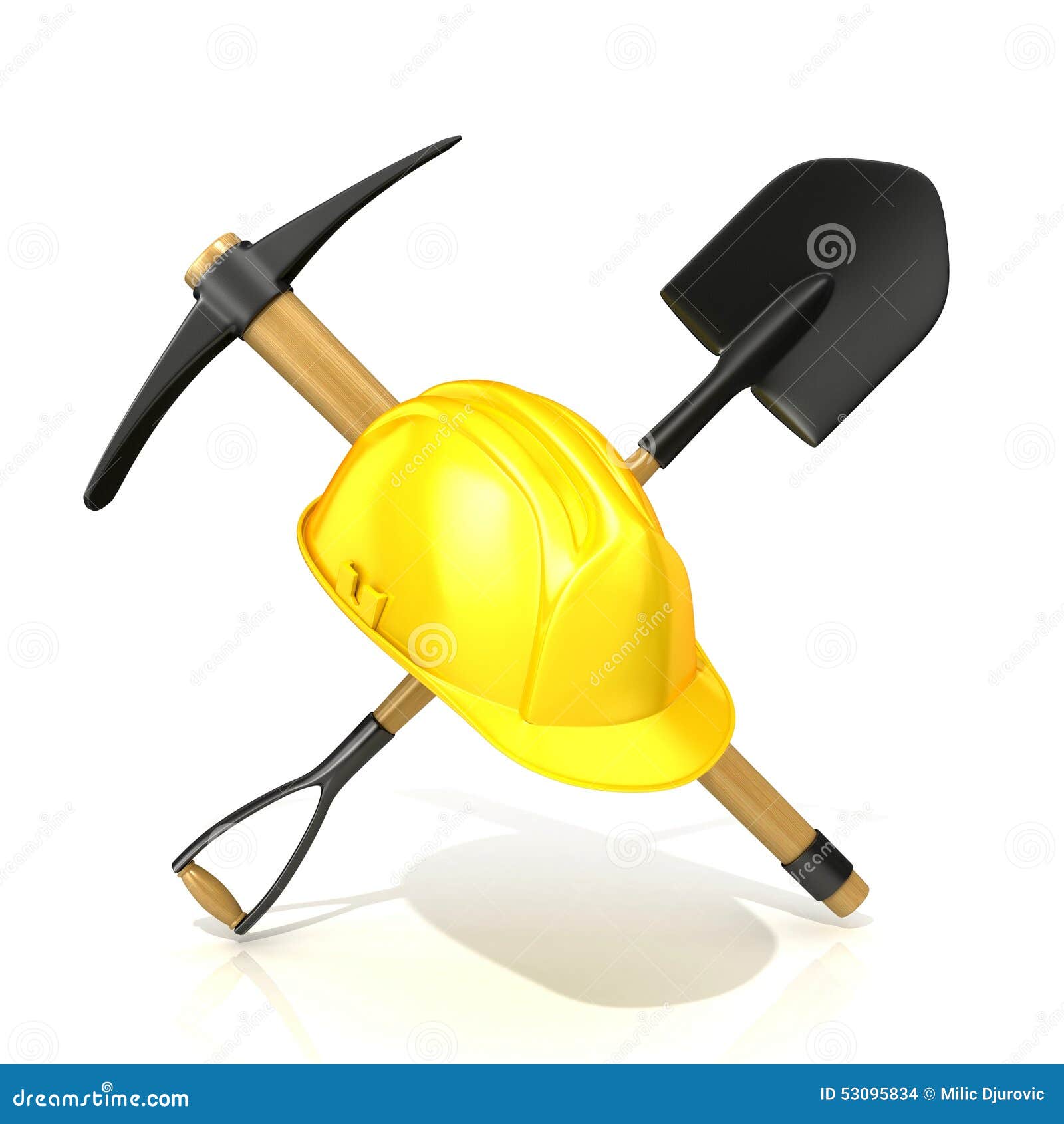 Mining Tools, Shovel, Pickaxe and Safety Helmet Stock Illustration ...