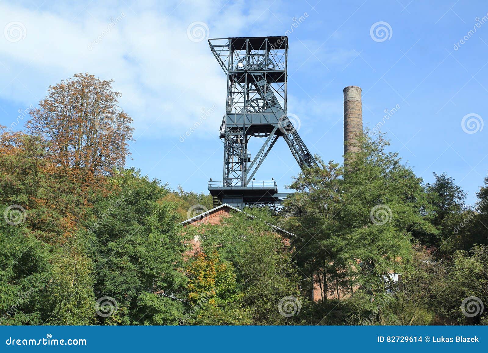 Mining tower in Ostrava stock photo. Image of construction - 82729614