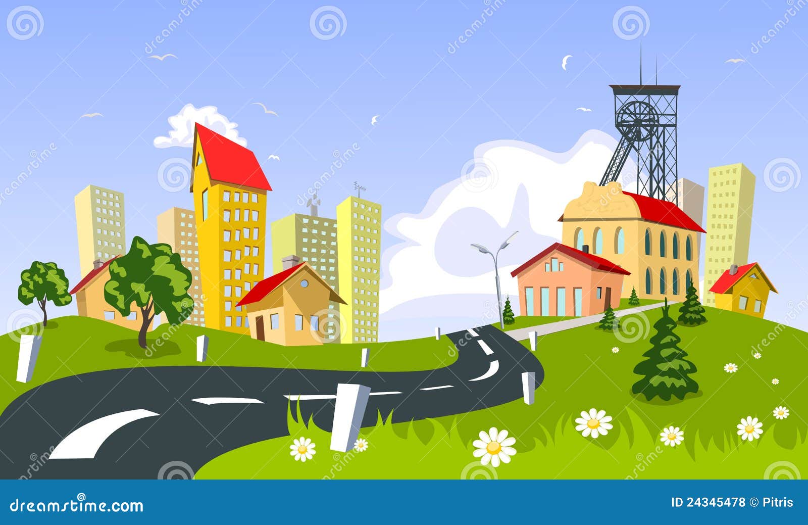 Mining town stock vector. Illustration of mining, corporation - 24345478