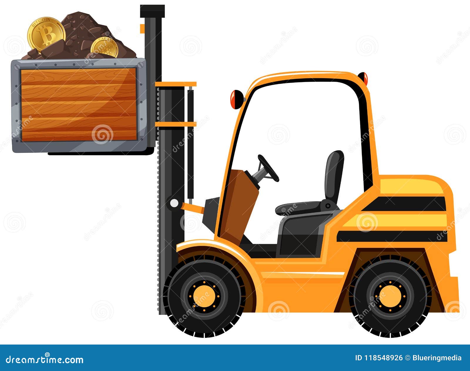 Mining Tractor and Bitcoin stock vector. Illustration of drawing ...