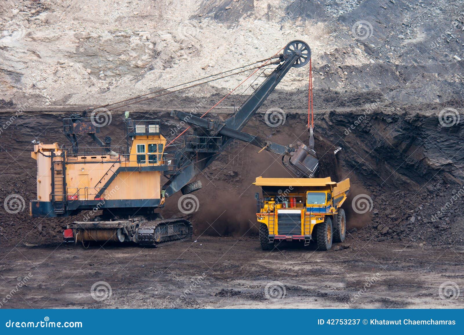 Mining truck unload coal stock image. Image of mineral - 42753237