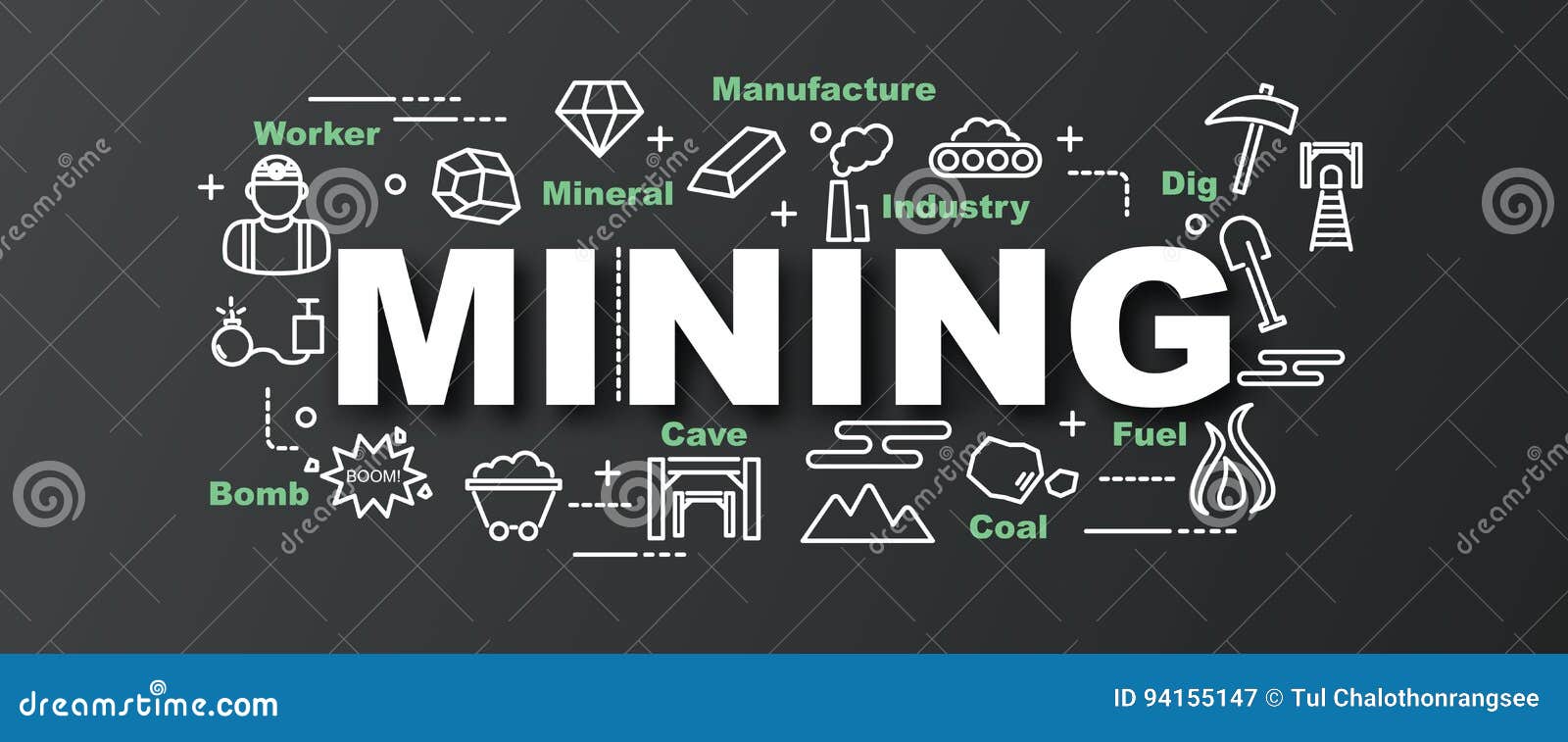 Mining Vector Trendy Banner Stock Vector Illustration Of Mining Boom