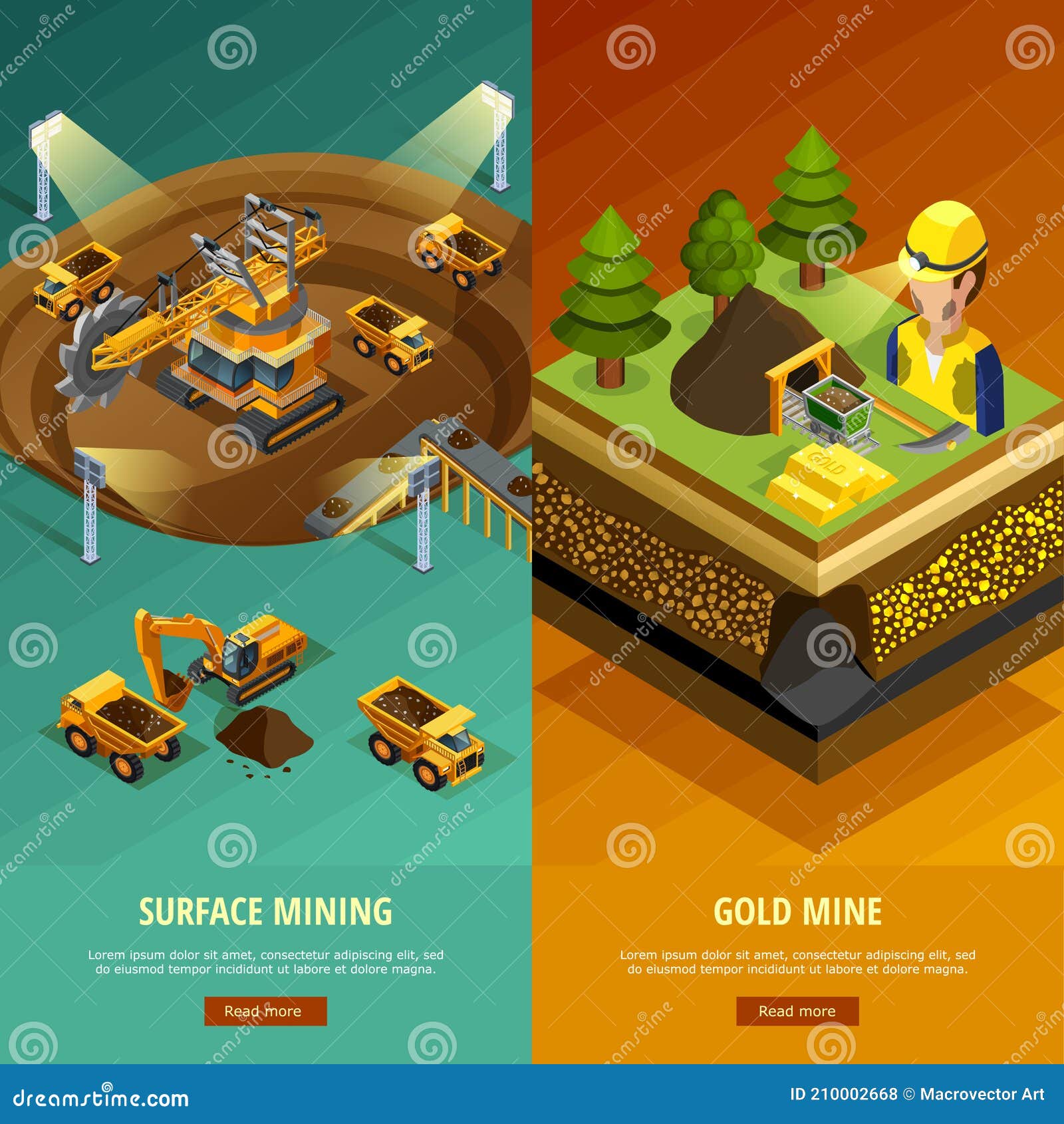 Mining Vertical Banners Set Stock Vector - Illustration of isolated ...