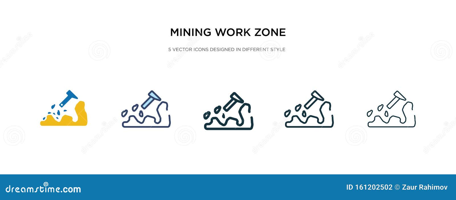 Mining Work Zone Icon in Different Style Vector Illustration. Two ...