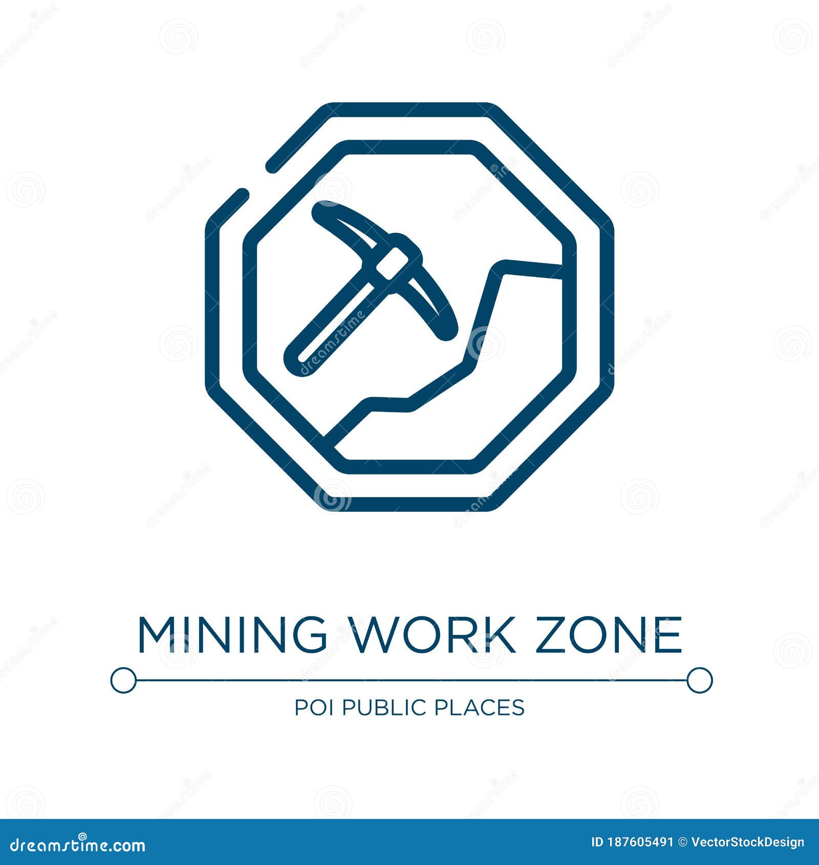 Mining Work Zone Icon. Linear Vector Illustration from Indications ...