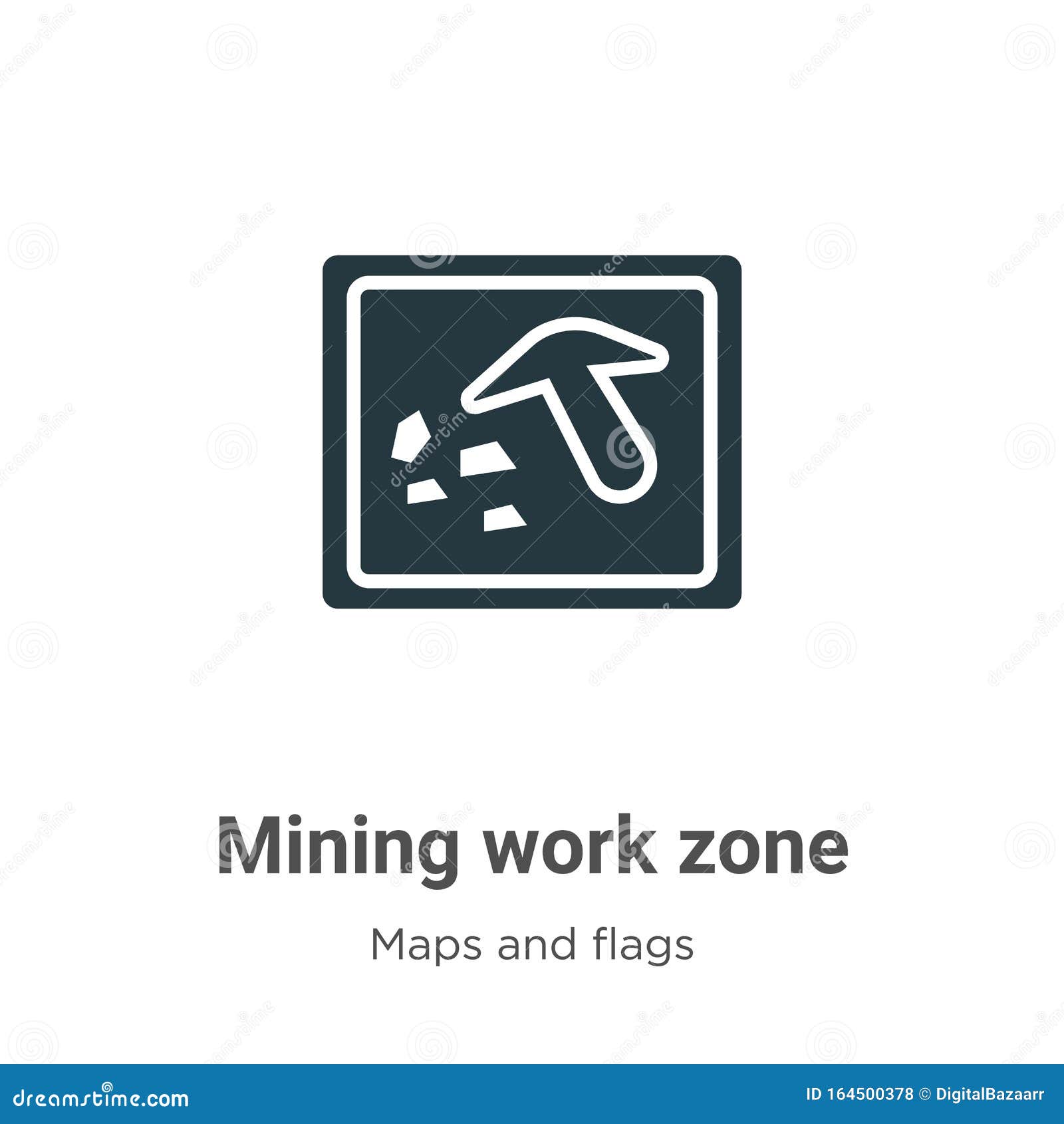 Mining Work Zone Vector Icon on White Background. Flat Vector Mining ...