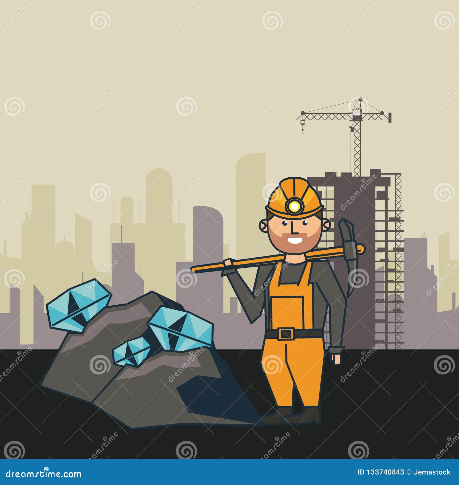 Mining and worker cartoon stock vector. Illustration of miner - 133740843