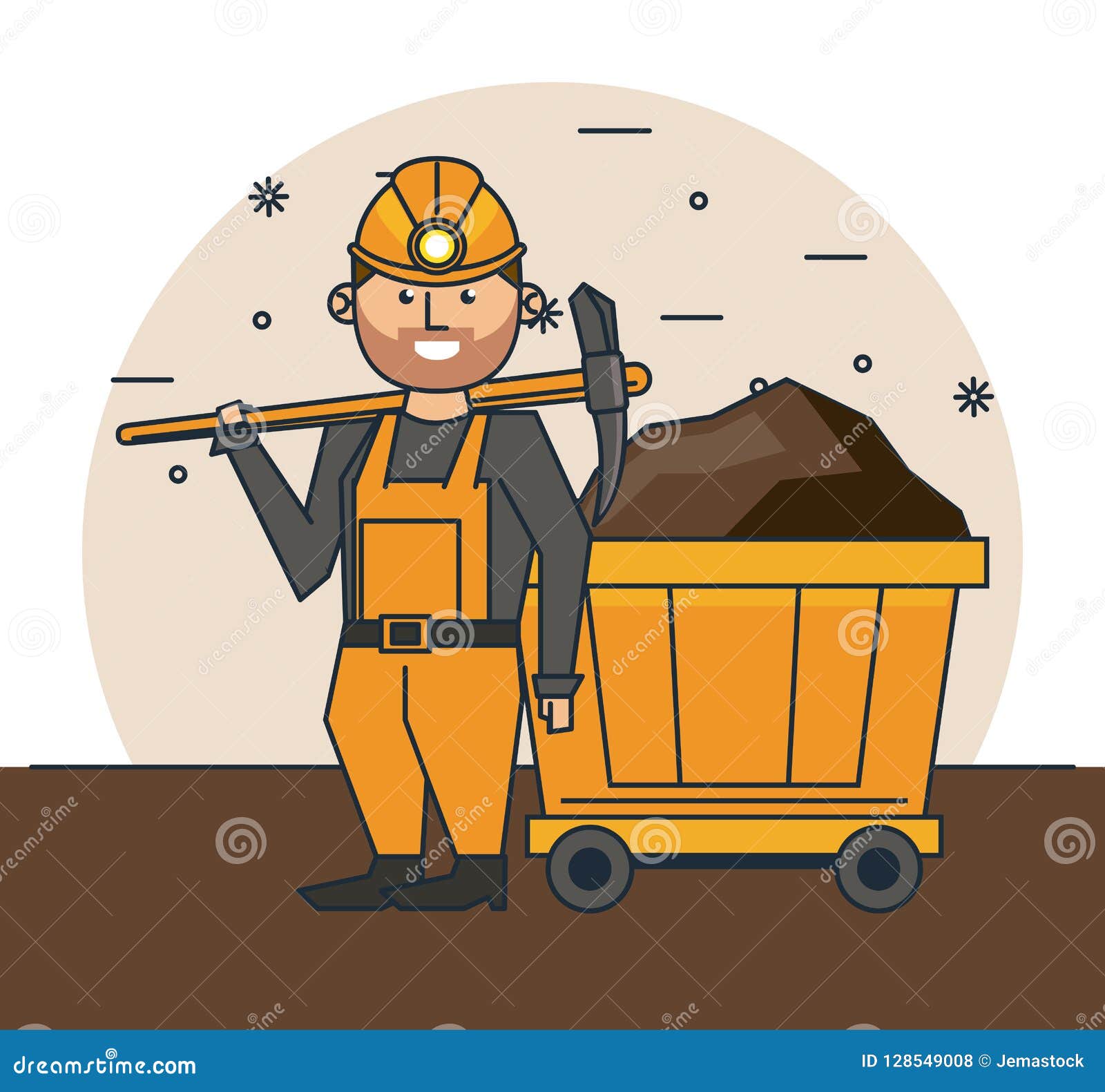 Mining worker cartoon stock vector. Illustration of element - 128549008