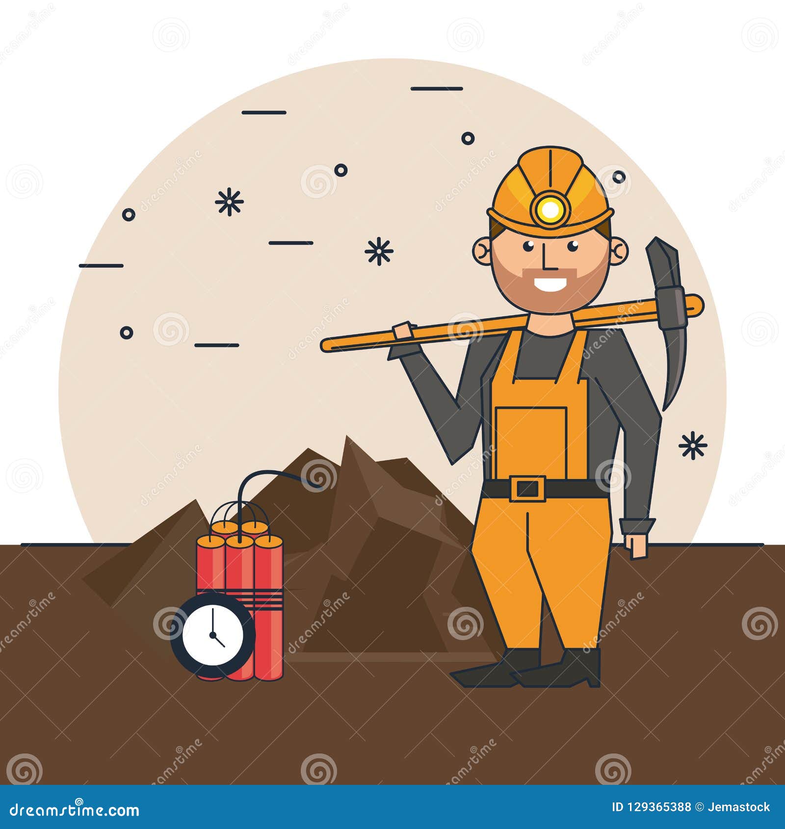 Mining worker cartoon stock vector. Illustration of explosives - 129365388