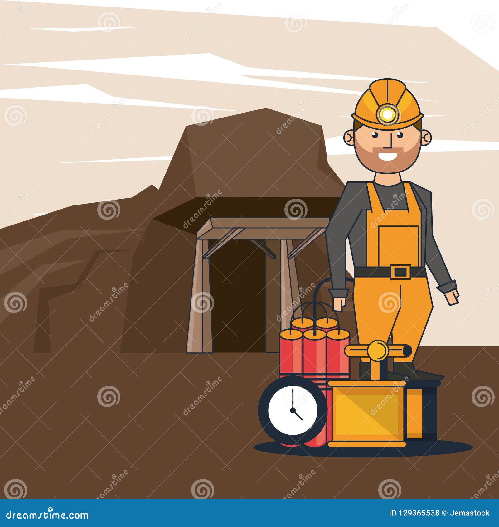 Mining worker cartoon stock vector. Illustration of cave - 129365538