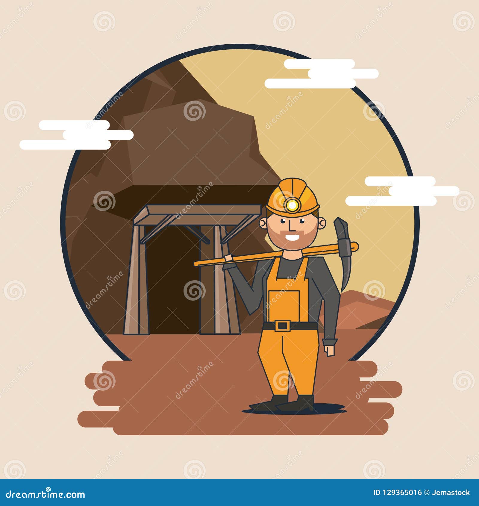 Mining worker cartoon stock vector. Illustration of industrial - 129365016