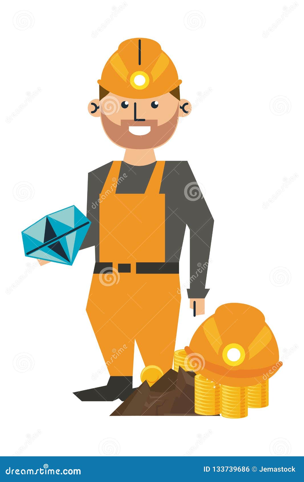 Mining and worker cartoon stock vector. Illustration of industry ...