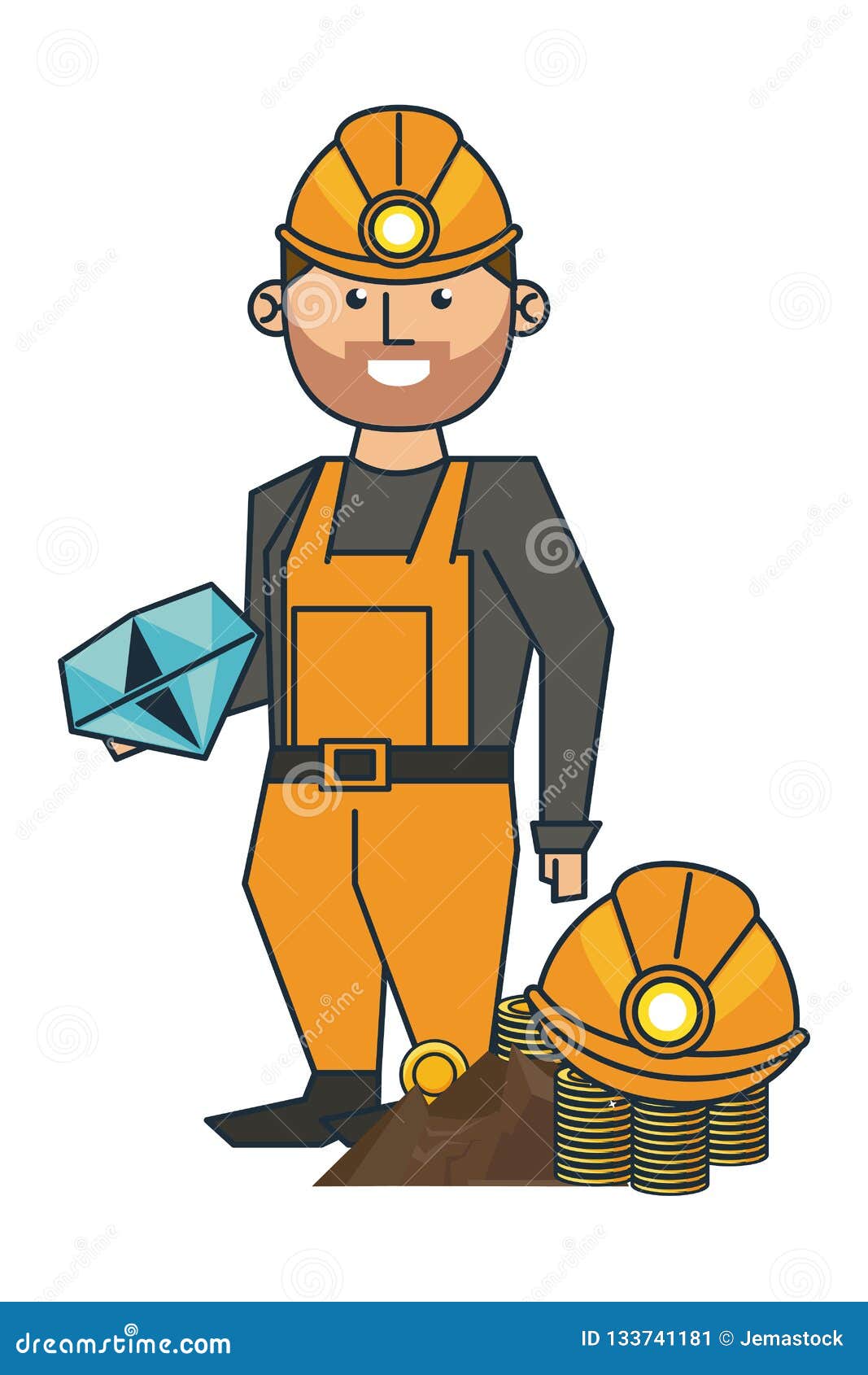 Mining and worker cartoon stock vector. Illustration of engineering ...