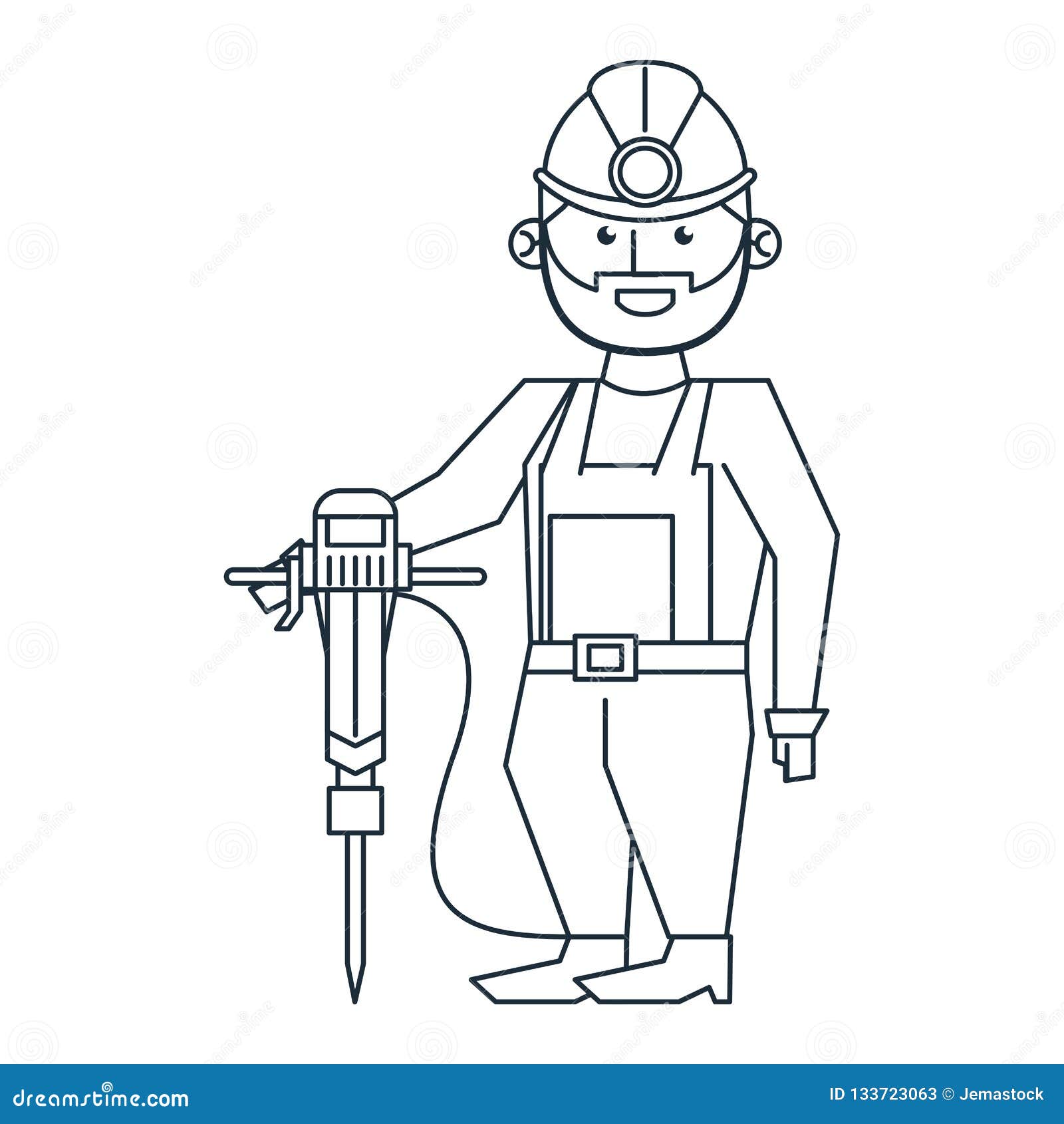 Mining Worker with Helmet and Drill Stock Vector - Illustration of ...