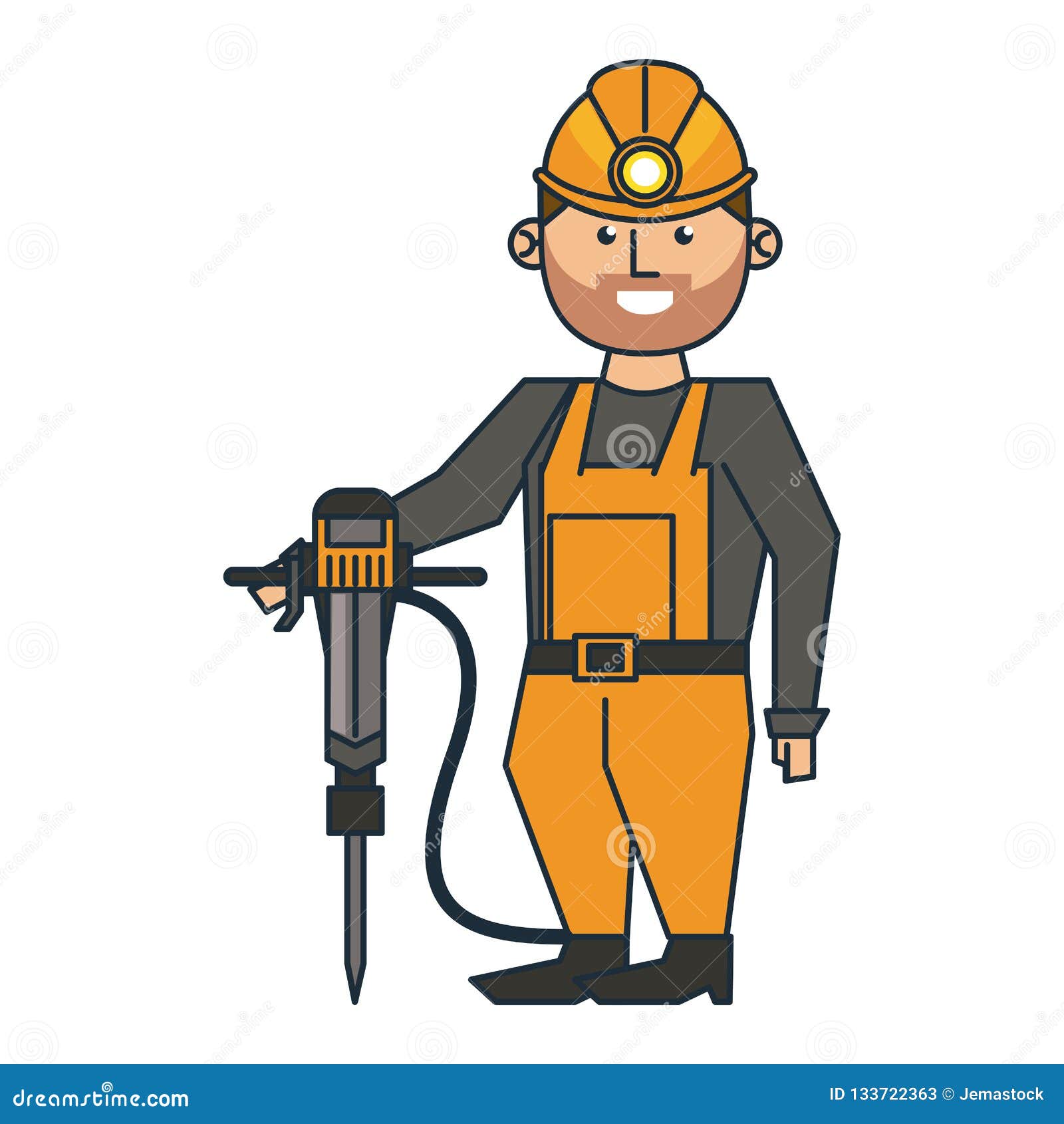 Mining Worker Hand Drawn Outline Doodle Icon. Cartoon Vector ...