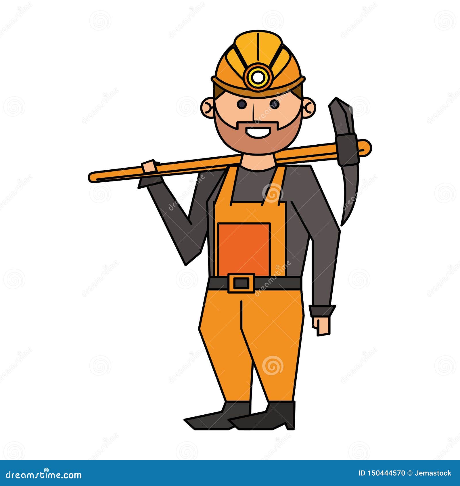 Mining Worker Hand Drawn Outline Doodle Icon. Cartoon Vector ...