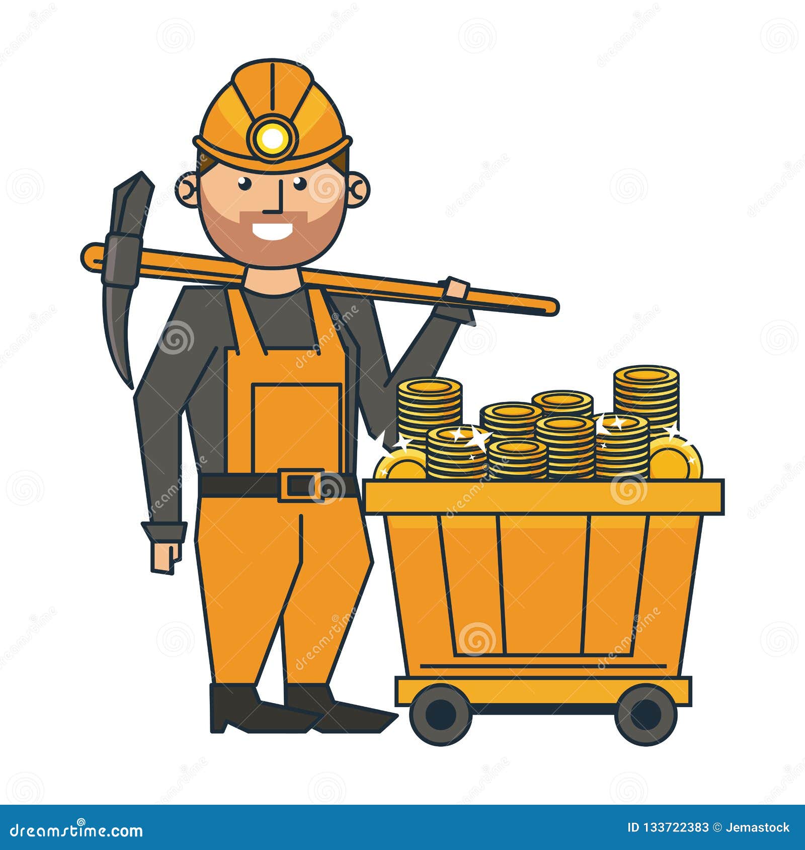 Mining Worker Hand Drawn Outline Doodle Icon. Cartoon Vector ...