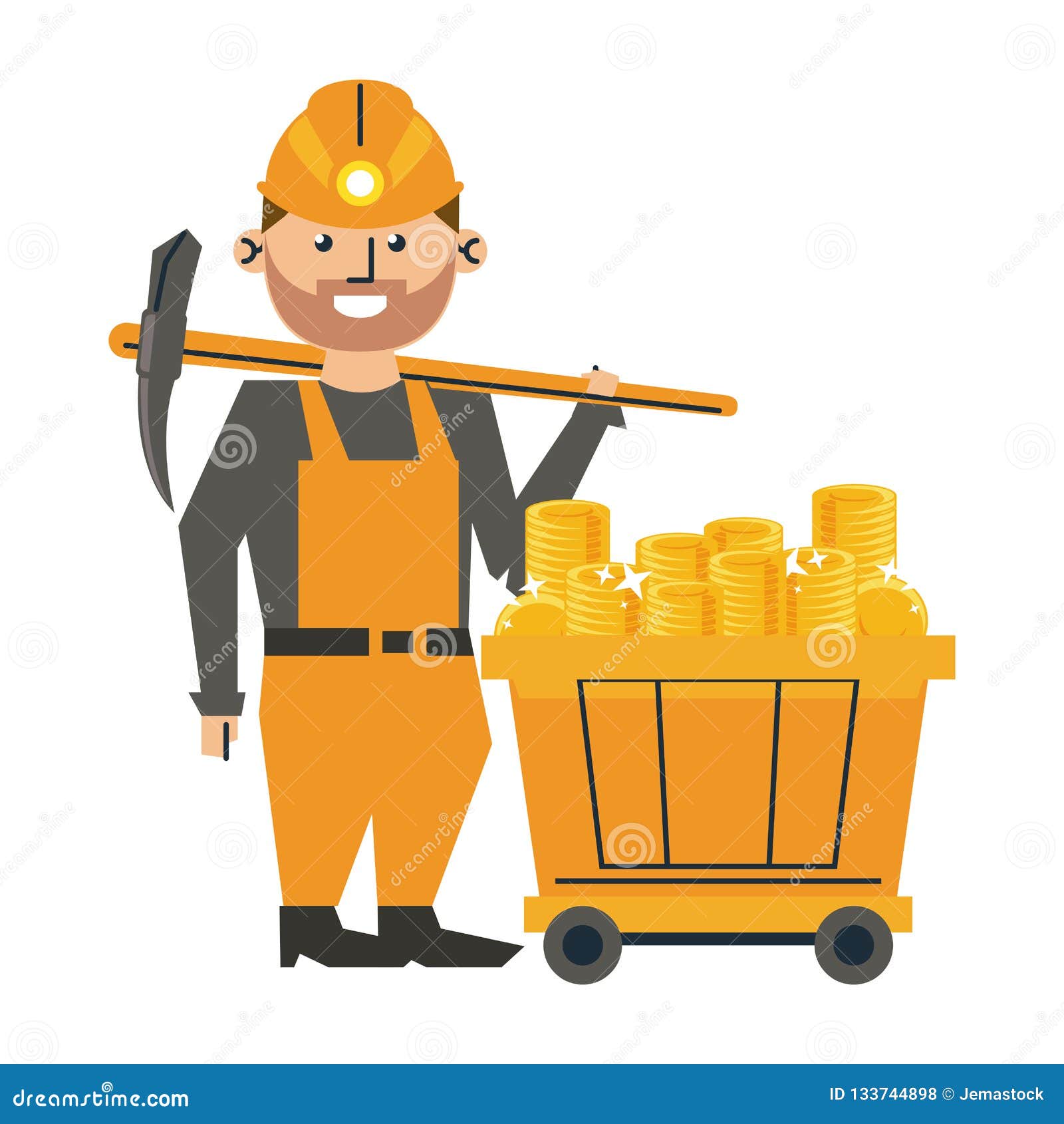 Mining Worker With Helmet And Overalls Vector Illustration ...
