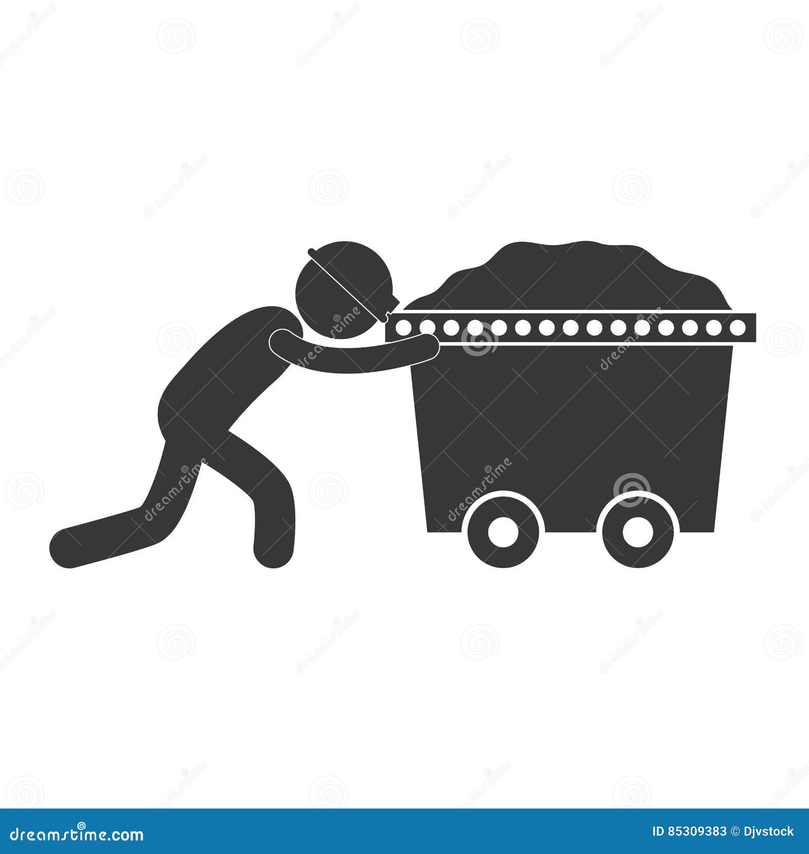 Mining Worker Pushing Trolley Figure Pictogram Stock Illustration ...