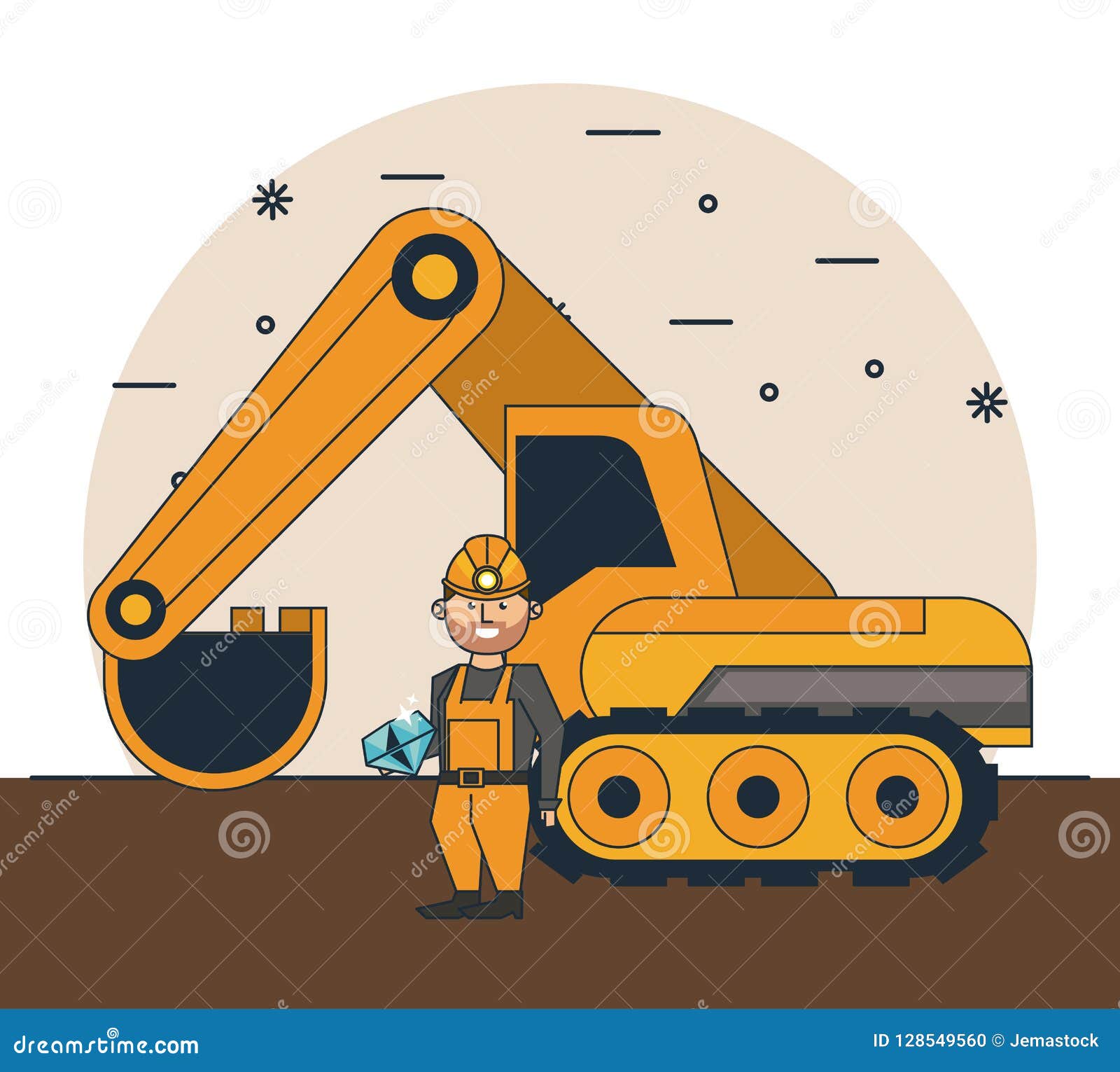 Mining worker cartoon stock vector. Illustration of underground - 128549560