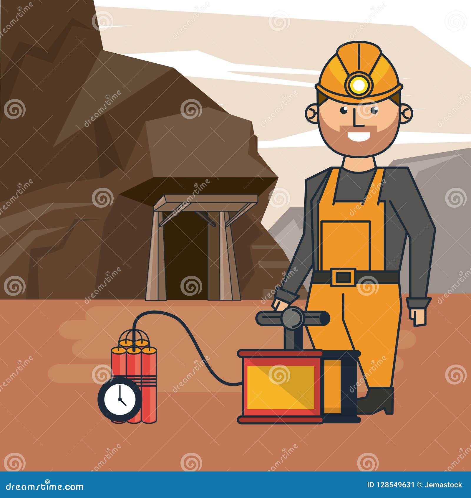 Mining worker cartoon stock vector. Illustration of miner - 128549631