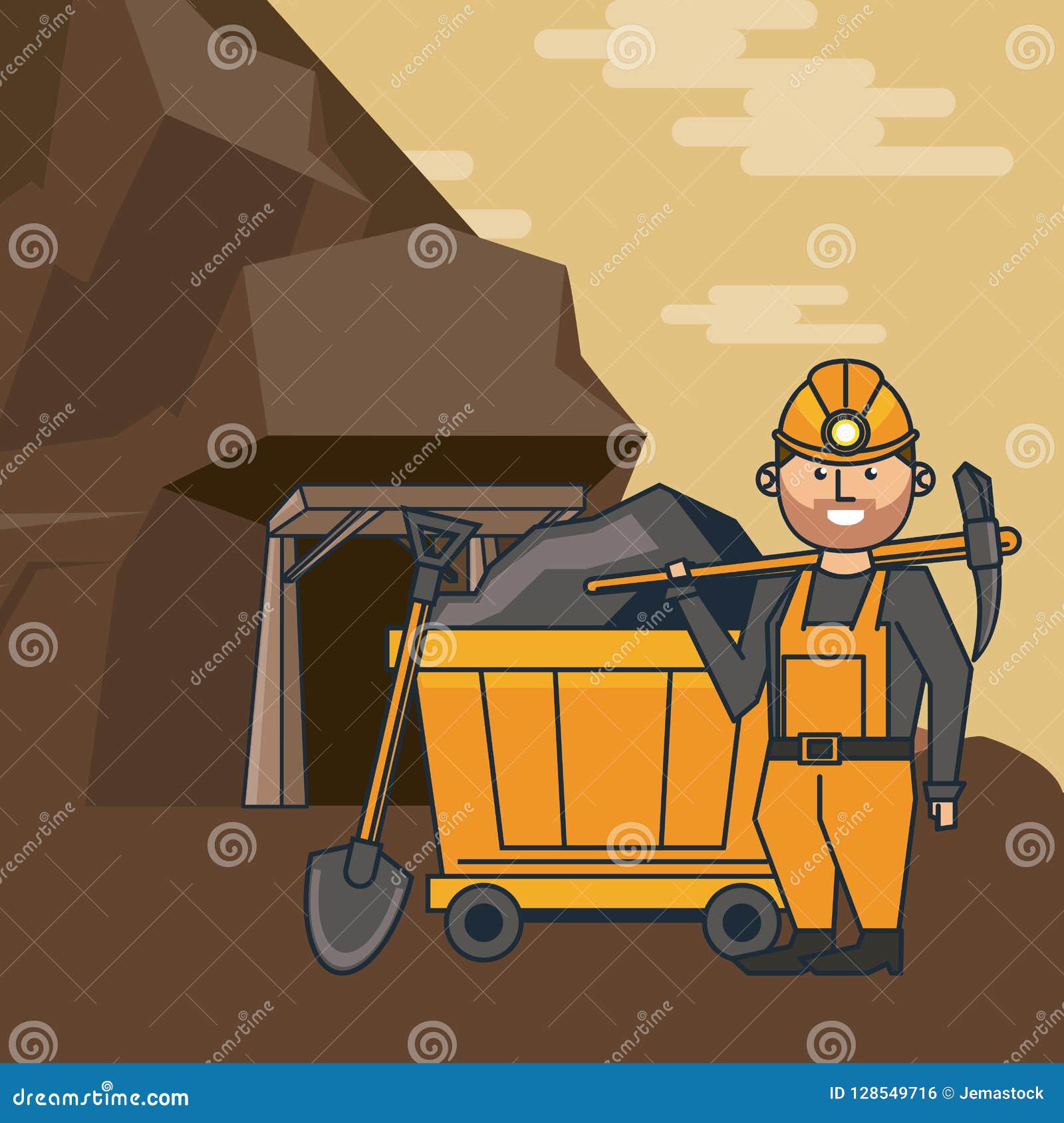Mining Worker Cartoon Vector Illustration | CartoonDealer.com #128549716