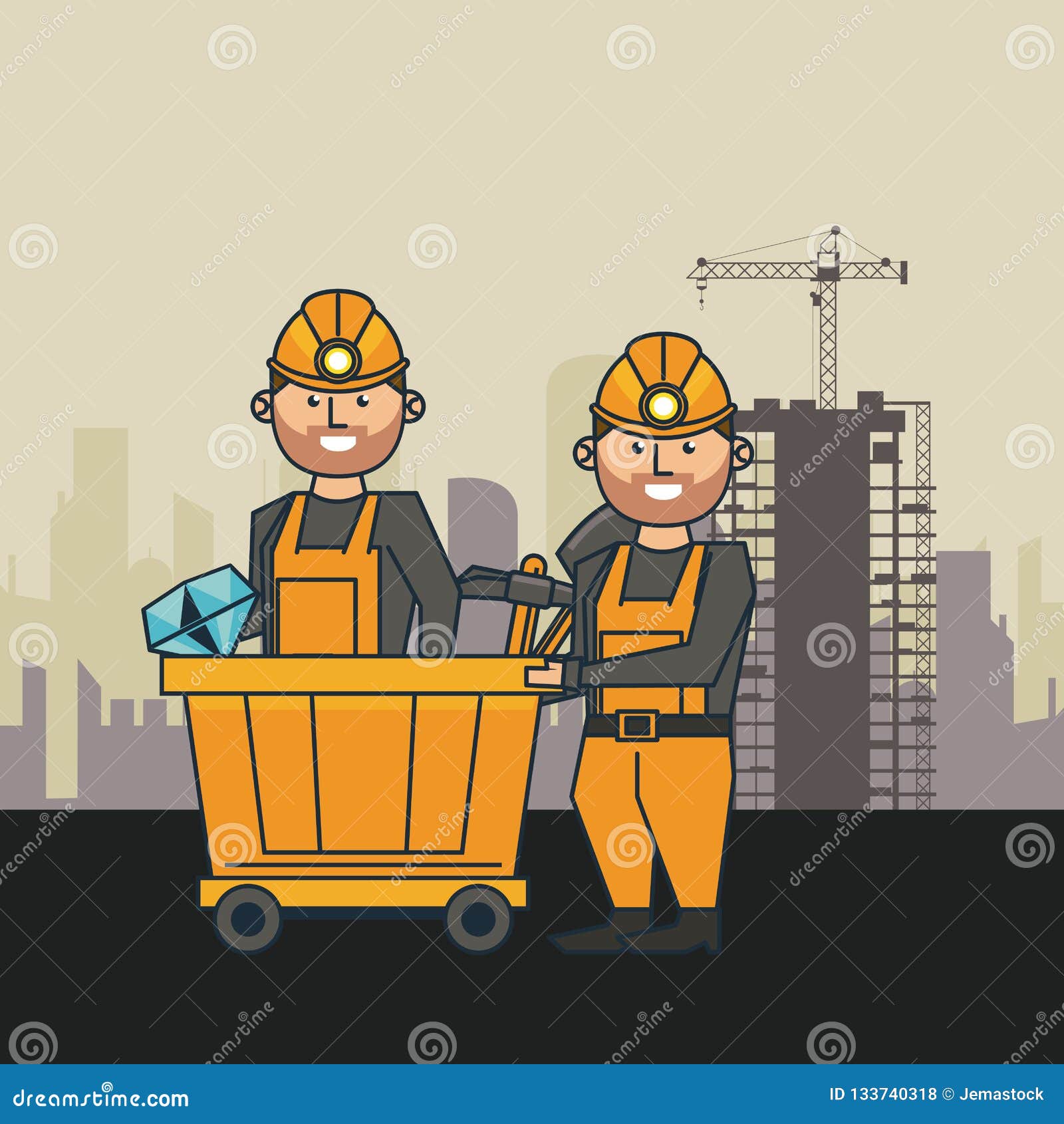 Mining and workers cartoon stock vector. Illustration of engineering ...