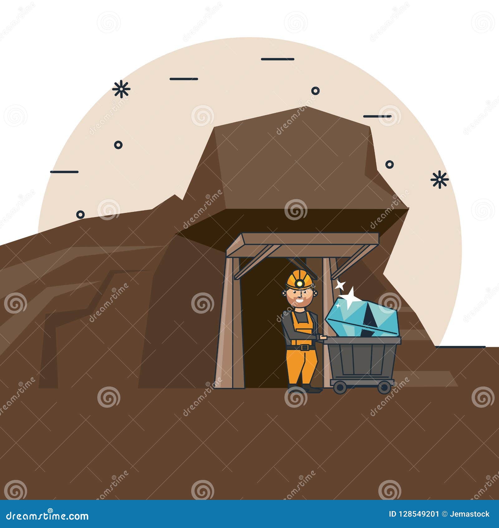 Mining workers cartoons stock vector. Illustration of design - 128549201