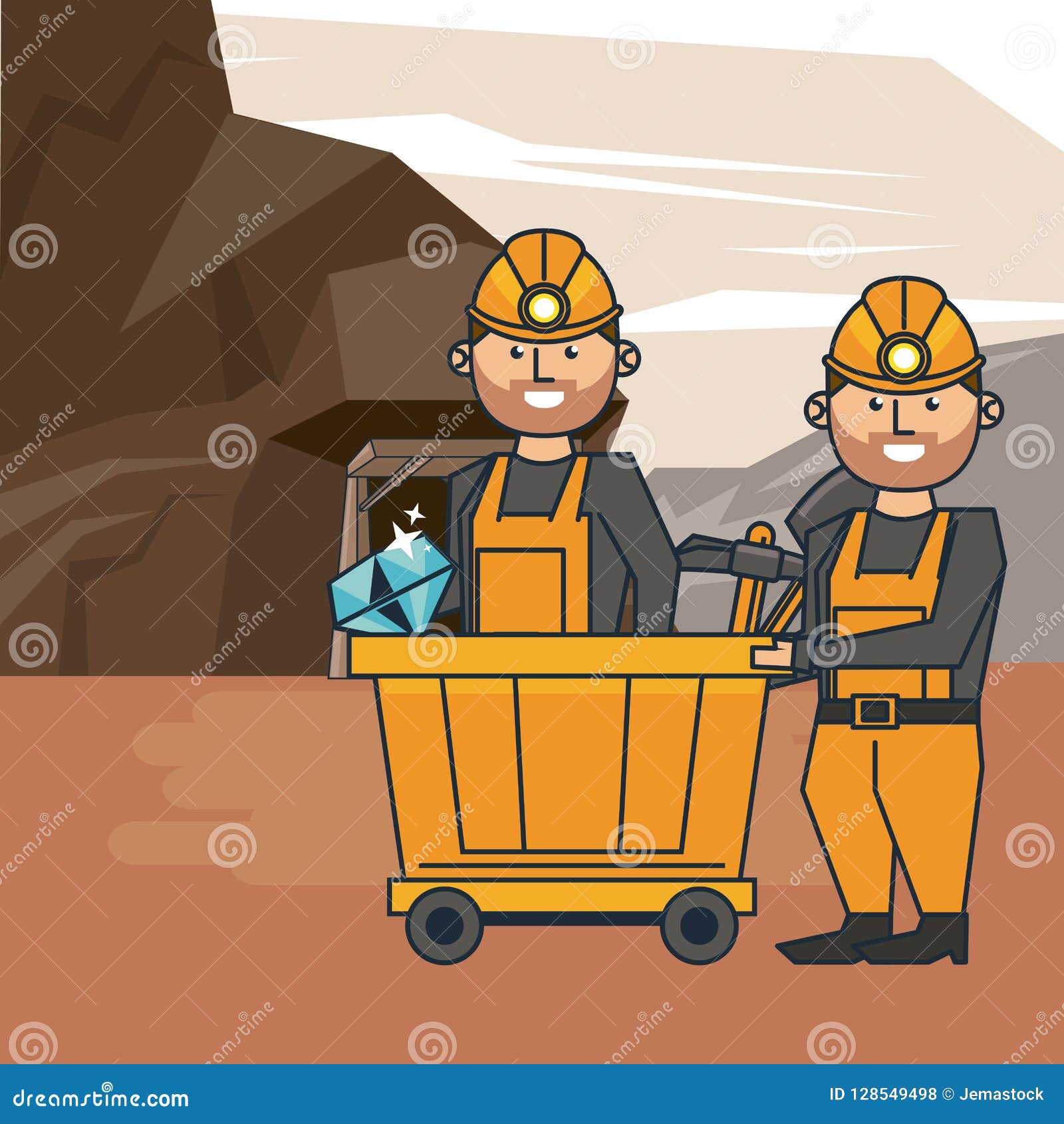 Mining Workers Cartoon Vector Illustration | CartoonDealer.com #128548744