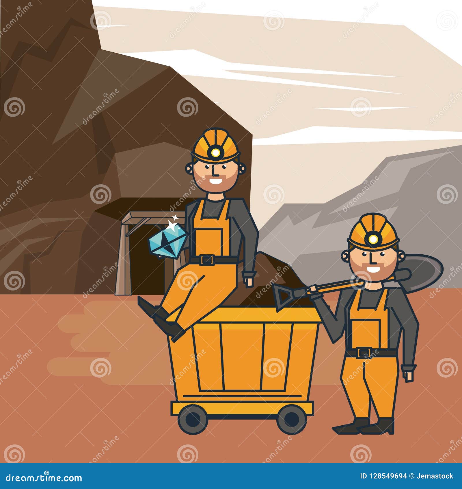 Mining Workers Cartoon | CartoonDealer.com #128549035