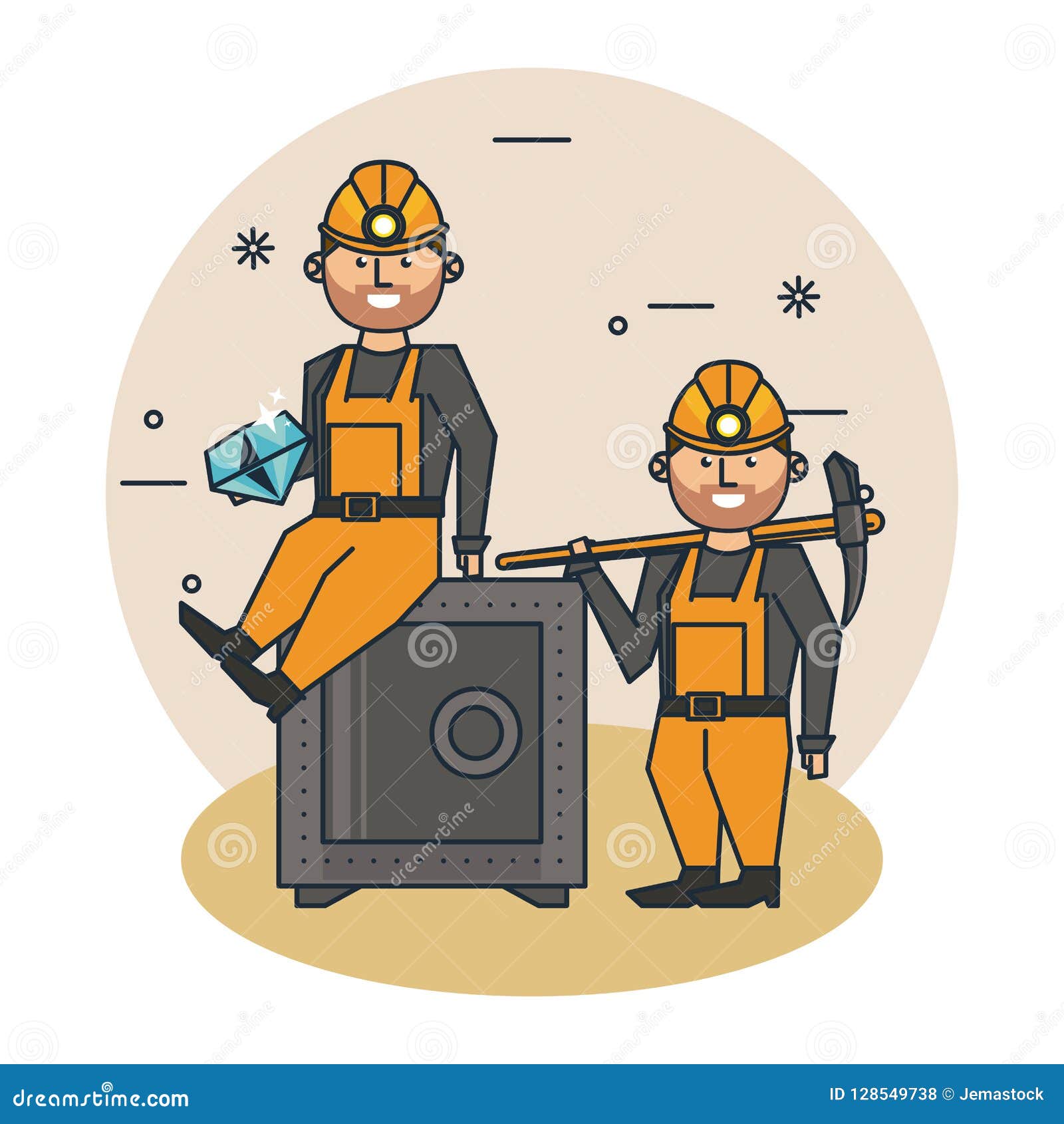 Mining Workers Cartoon Vector Illustration | CartoonDealer.com #128548744