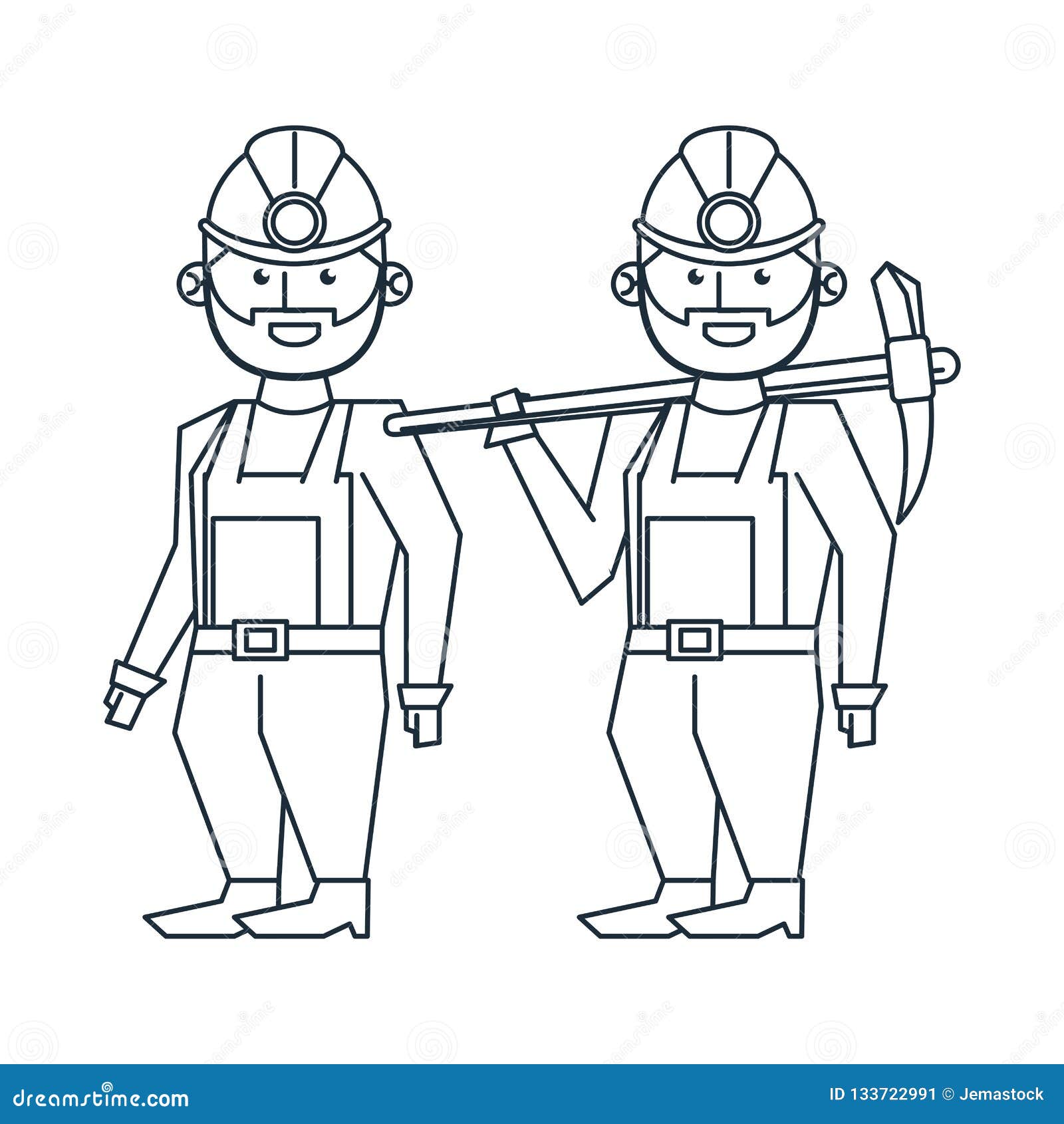 Mining Workers with Helmets and Picks Stock Vector - Illustration of ...