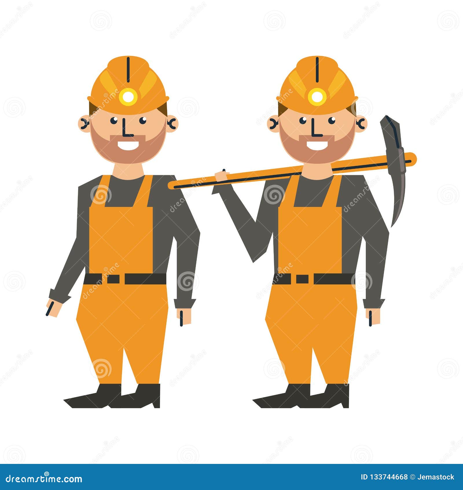 Mining Workers with Helmets and Picks Stock Vector - Illustration of ...