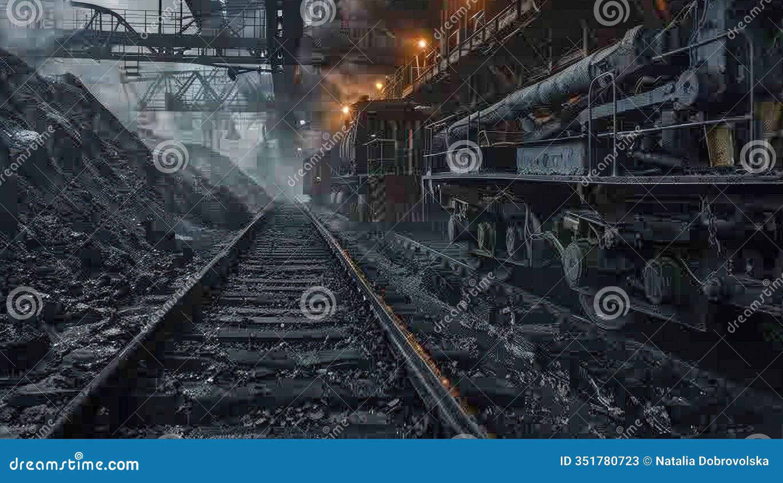 Mining Workers Operating Large Drilling Equipment To Extract Coal and ...