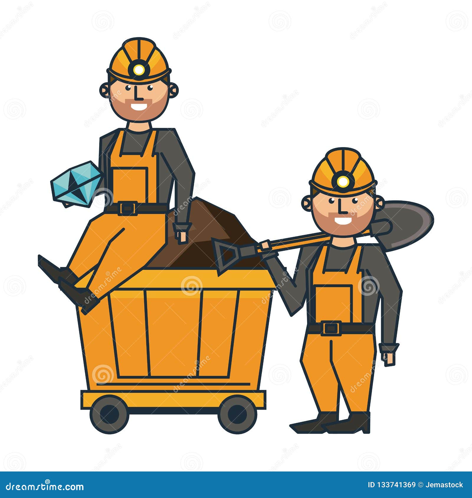 Mining and workers cartoon stock vector. Illustration of excavation ...