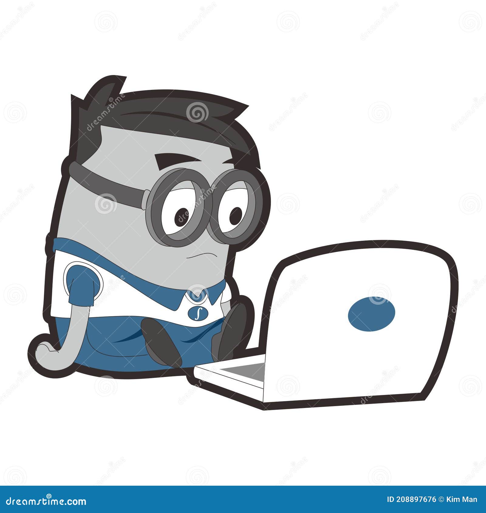 Minion com laptop ilustração stock. Ilustração de arte - 208897676