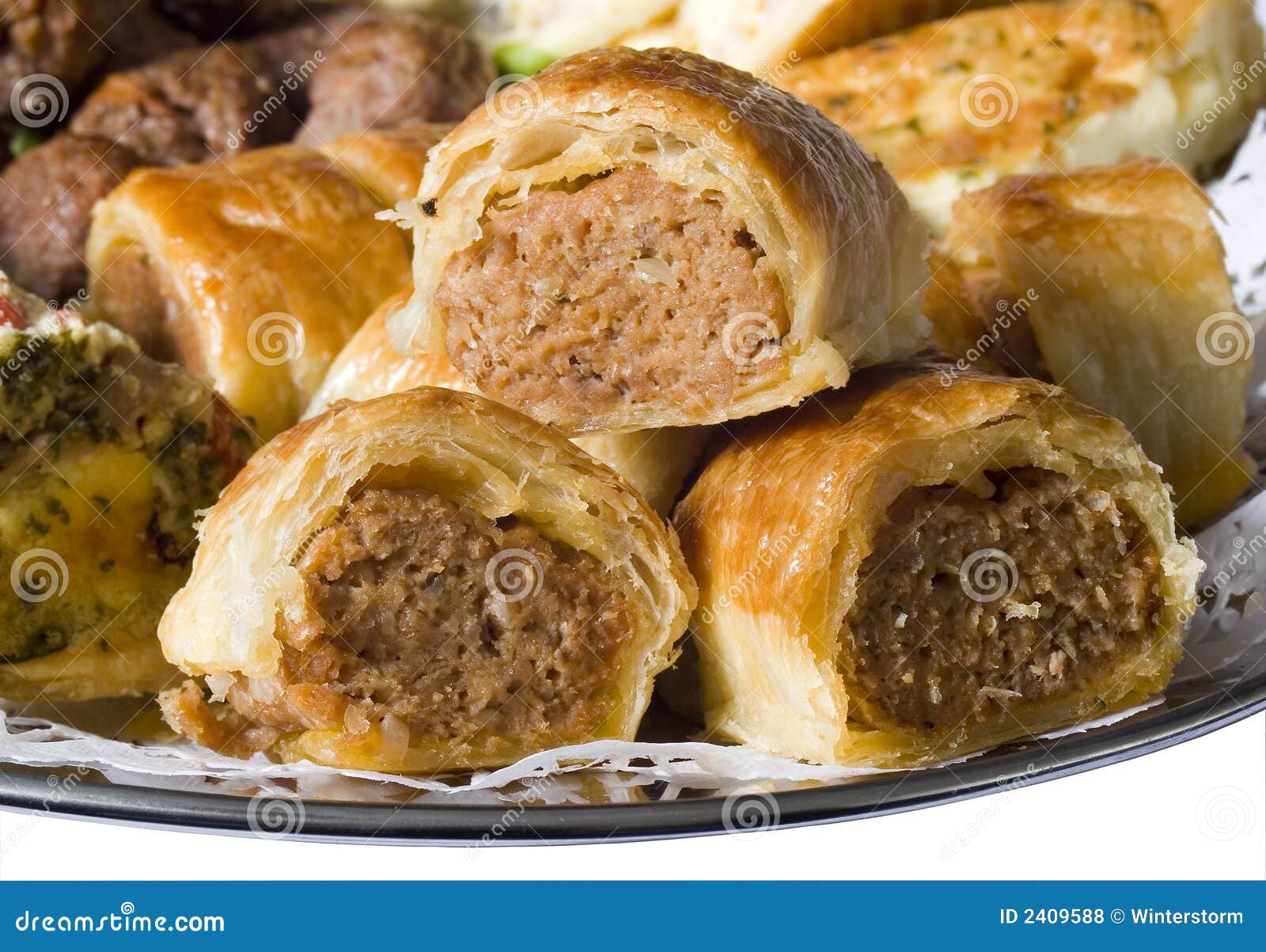 Miniparty-Wurst Rolls stockfoto. Bild von mehrlagenplatte - 2409588