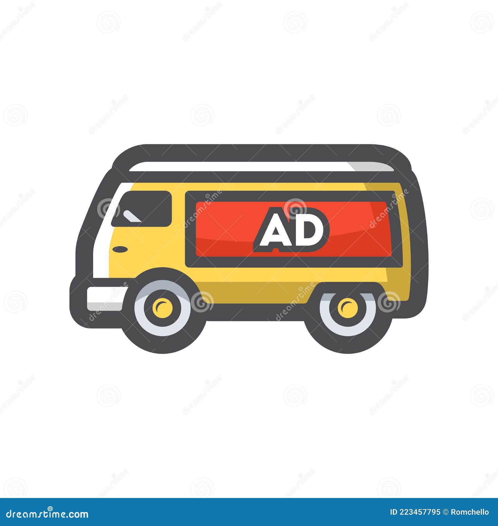 Minivan with Advertising Vector Icon Cartoon Illustration Stock Vector ...