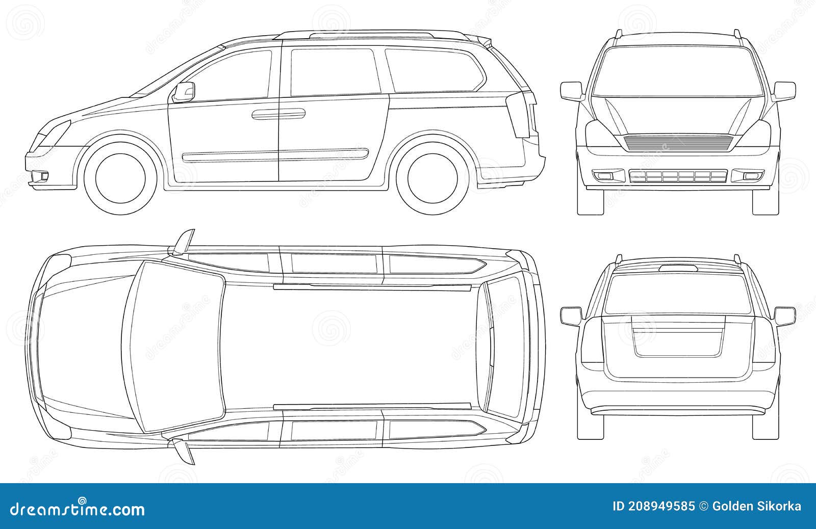 Minivan Car Vector Template on White Background. Compact Crossover, SUV ...