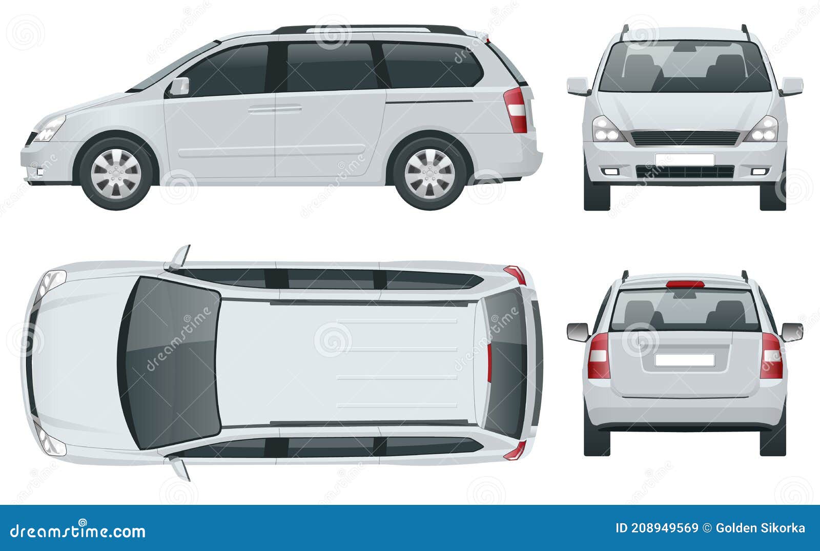 Minivan Car Vector Template on White Background. Compact Crossover, SUV ...
