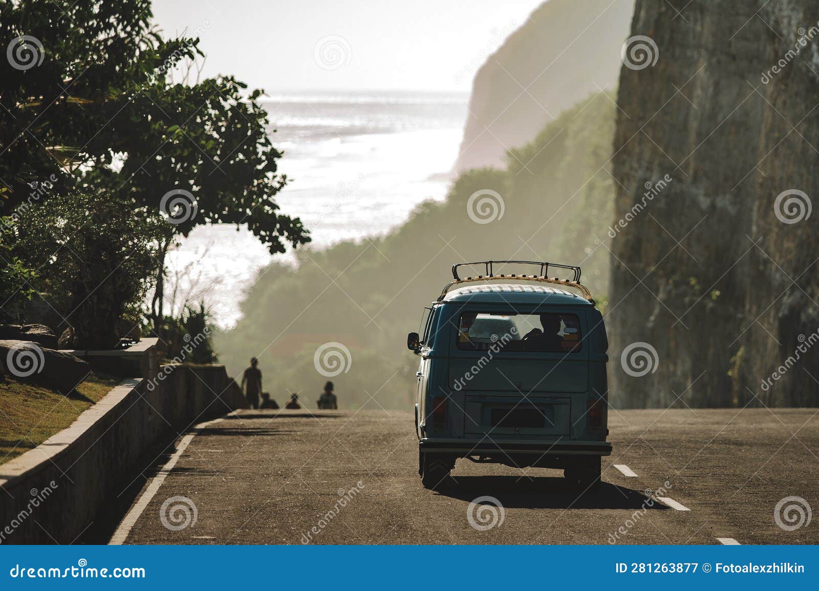 Minivan Driving on the Road To the Beach Stock Image - Image of design ...