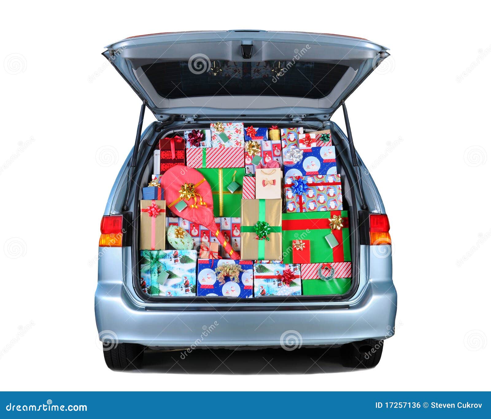 Minivan Full of Christmas Presents Stock Photo - Image of boot, trunk ...