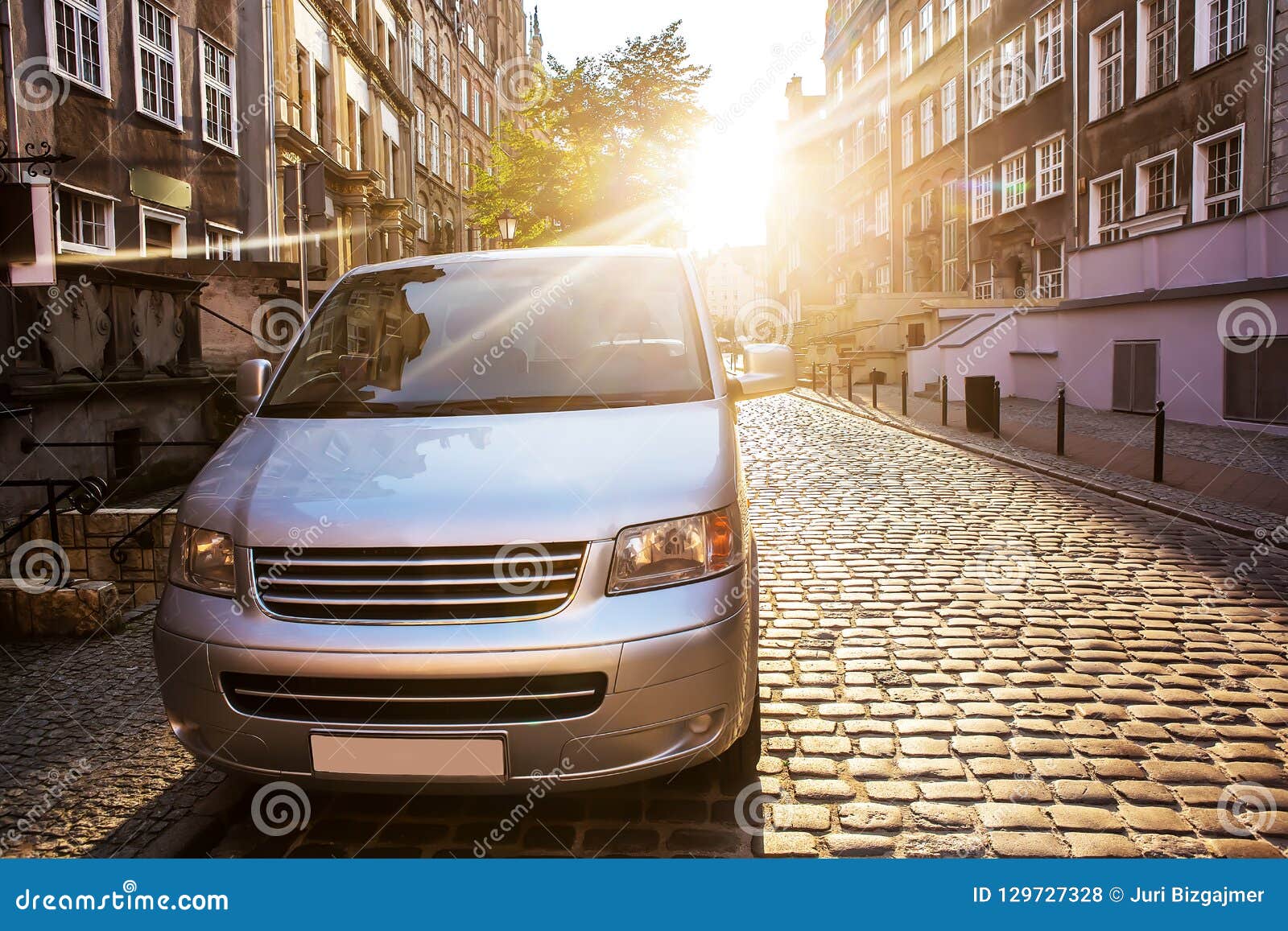 Minivan in the Historic Center of the City Stock Photo - Image of ...