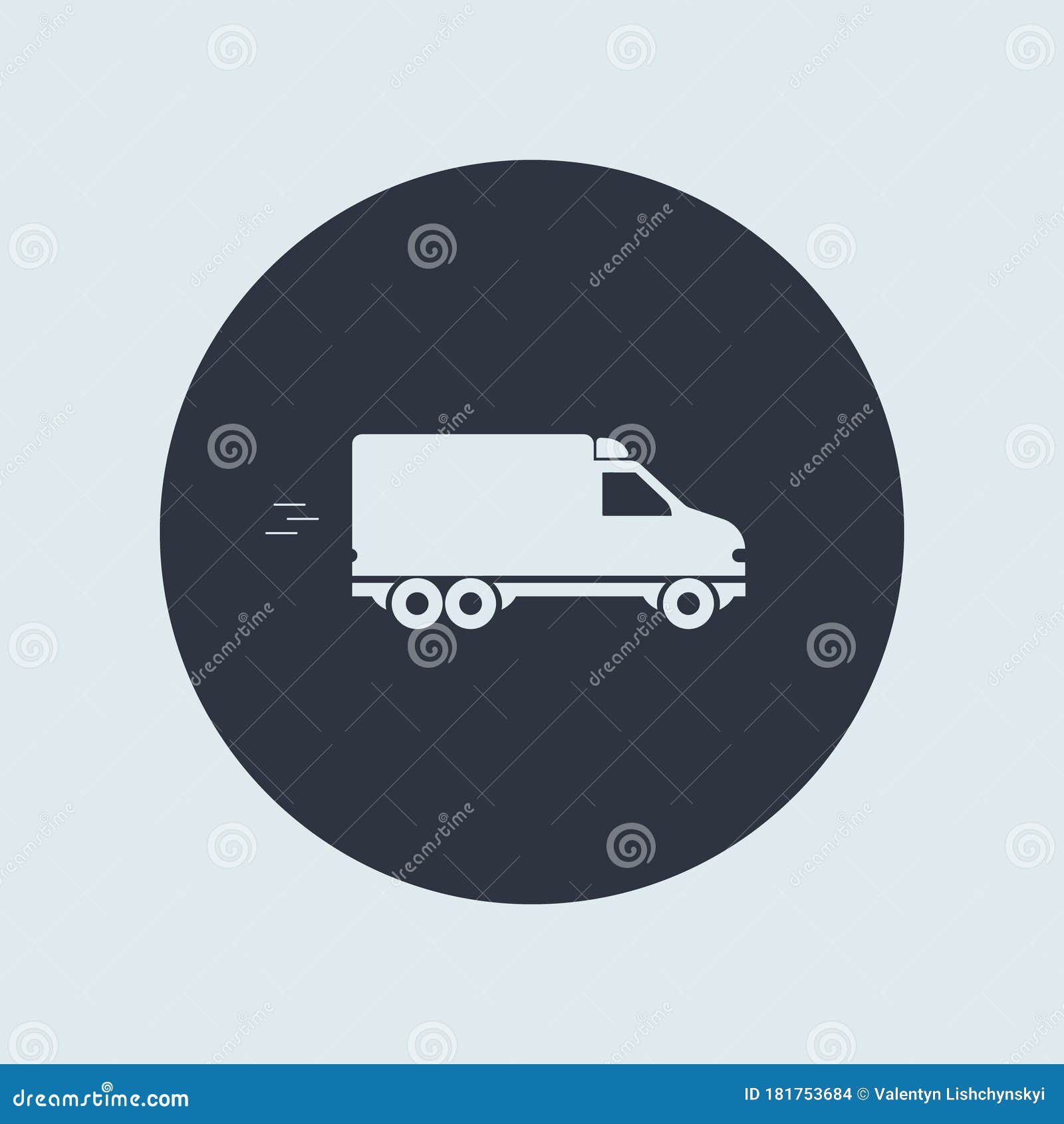 Minivan Icon. Vector Simple Symbol in Flat Round Style Stock Vector - Illustration of button ...